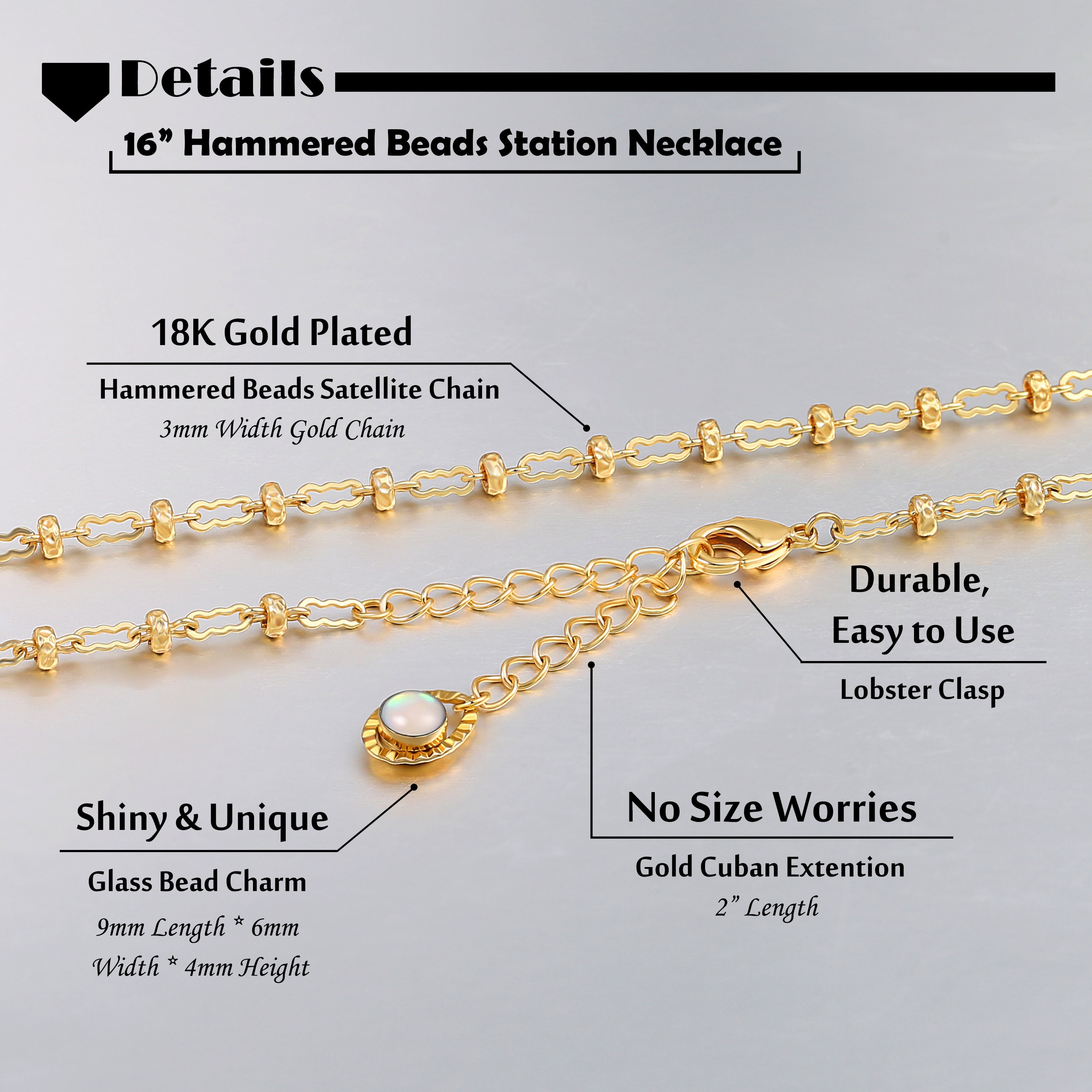 18k Shiny Gold Link Chain Necklace Satellite Necklace | Etsy