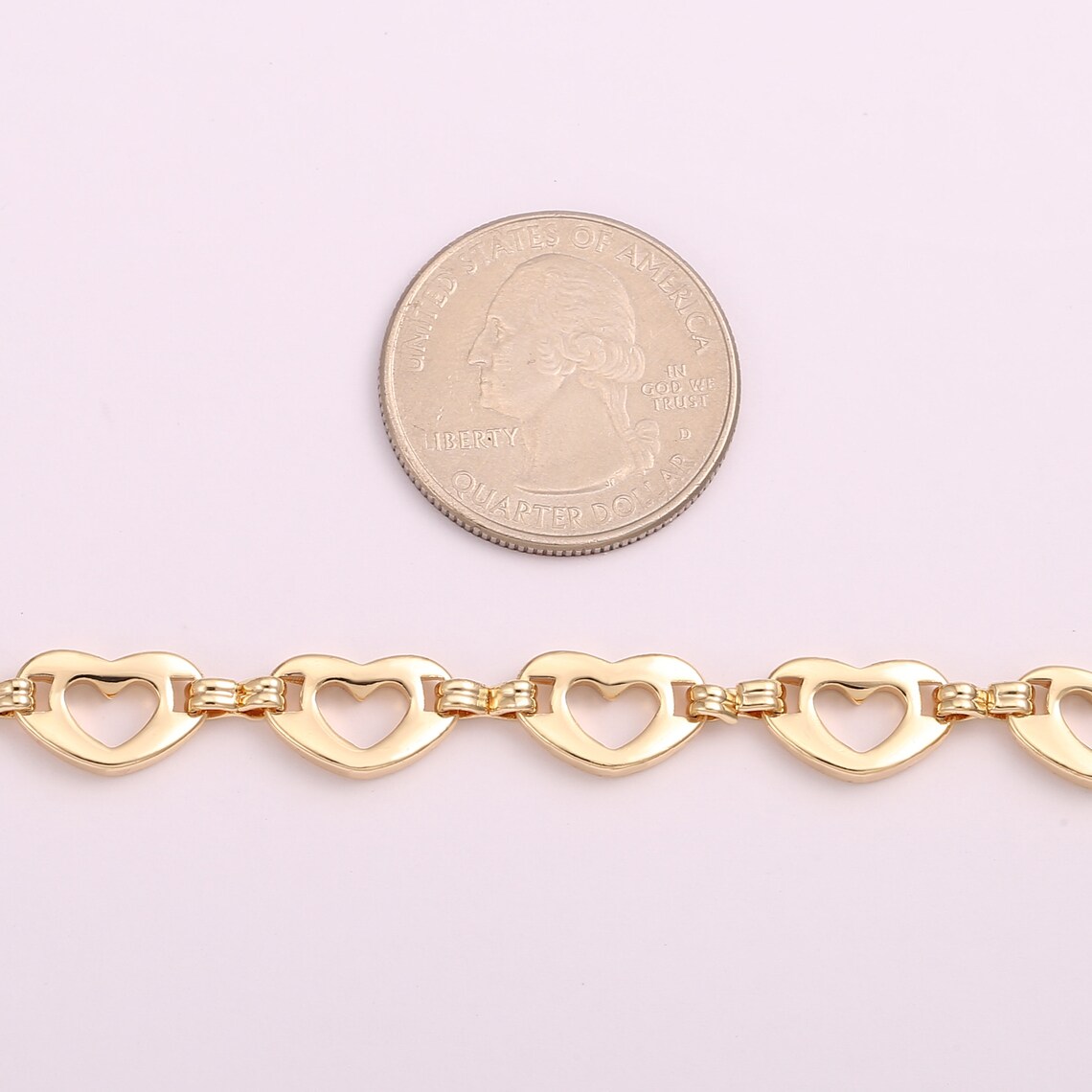 18k Shiny Gold Heart Chain Bulk3.2FT Large Heart Link | Etsy