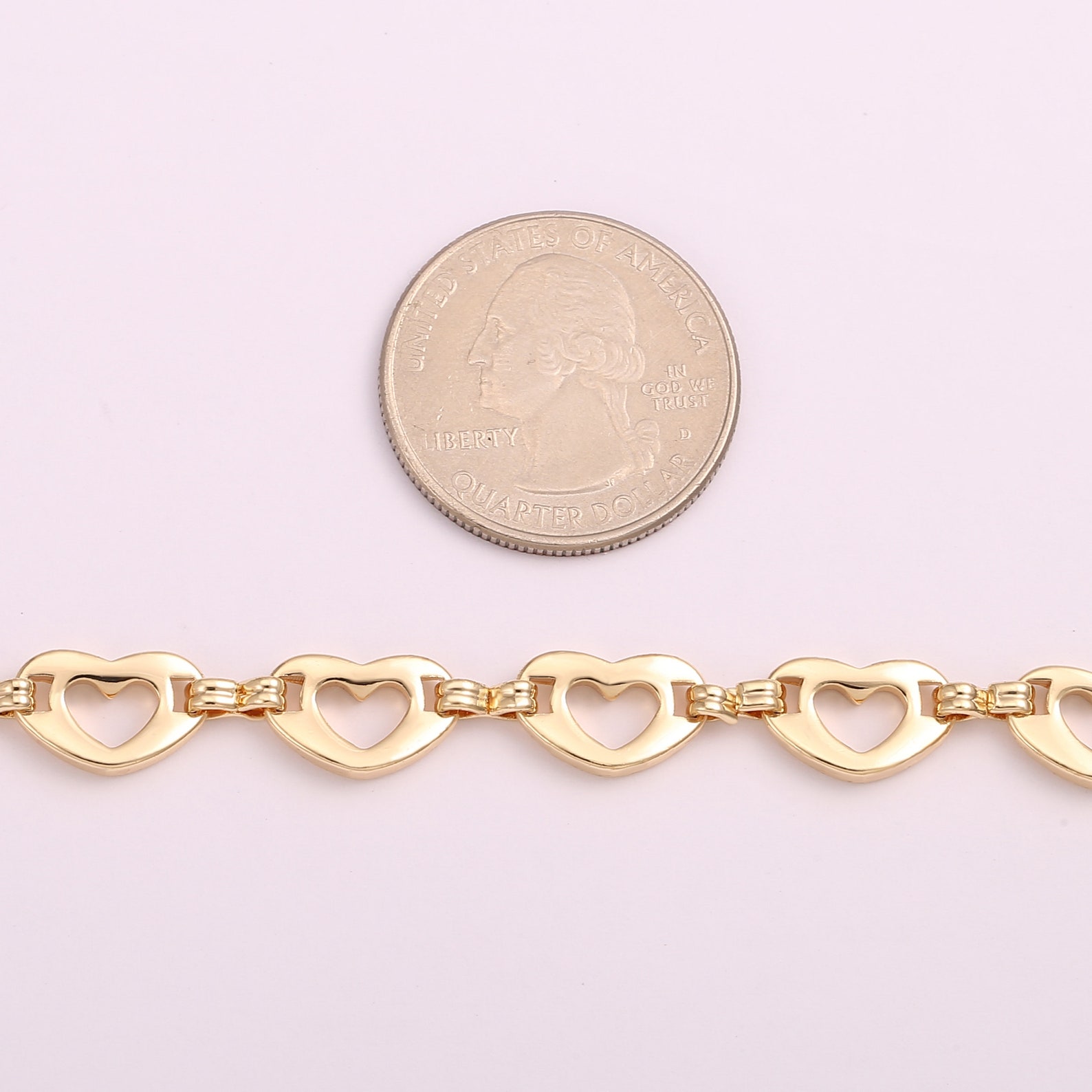 18k Shiny Gold Heart Chain Bulk3.2FT Large Heart Link | Etsy