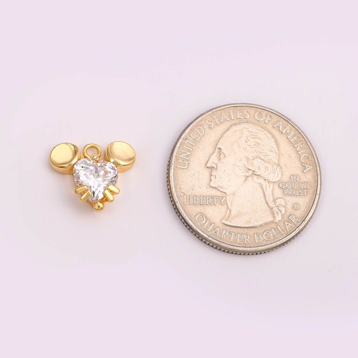 18k Shiny Gold Mickey Charm Pendant6pcs Dainty Micro Pave | Etsy