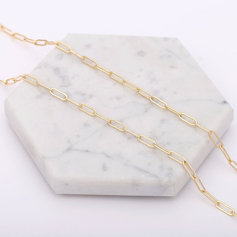 18K Shiny Gold Plated Link Chain 3.2 FT 3.2x9.2mm Flat Drawn | Etsy