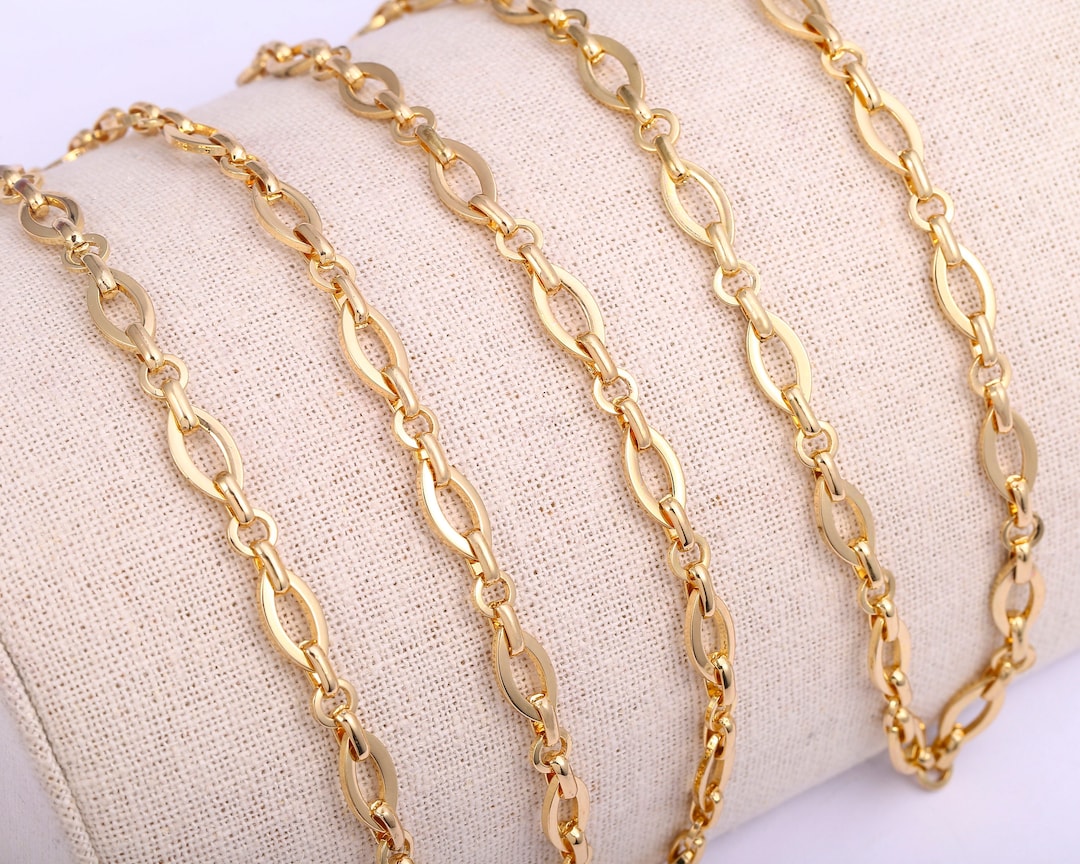 3.2feet1m 15x7mm 18k Shiny Gold Rhombus Chains,15x7mm Flat Rhombus ...
