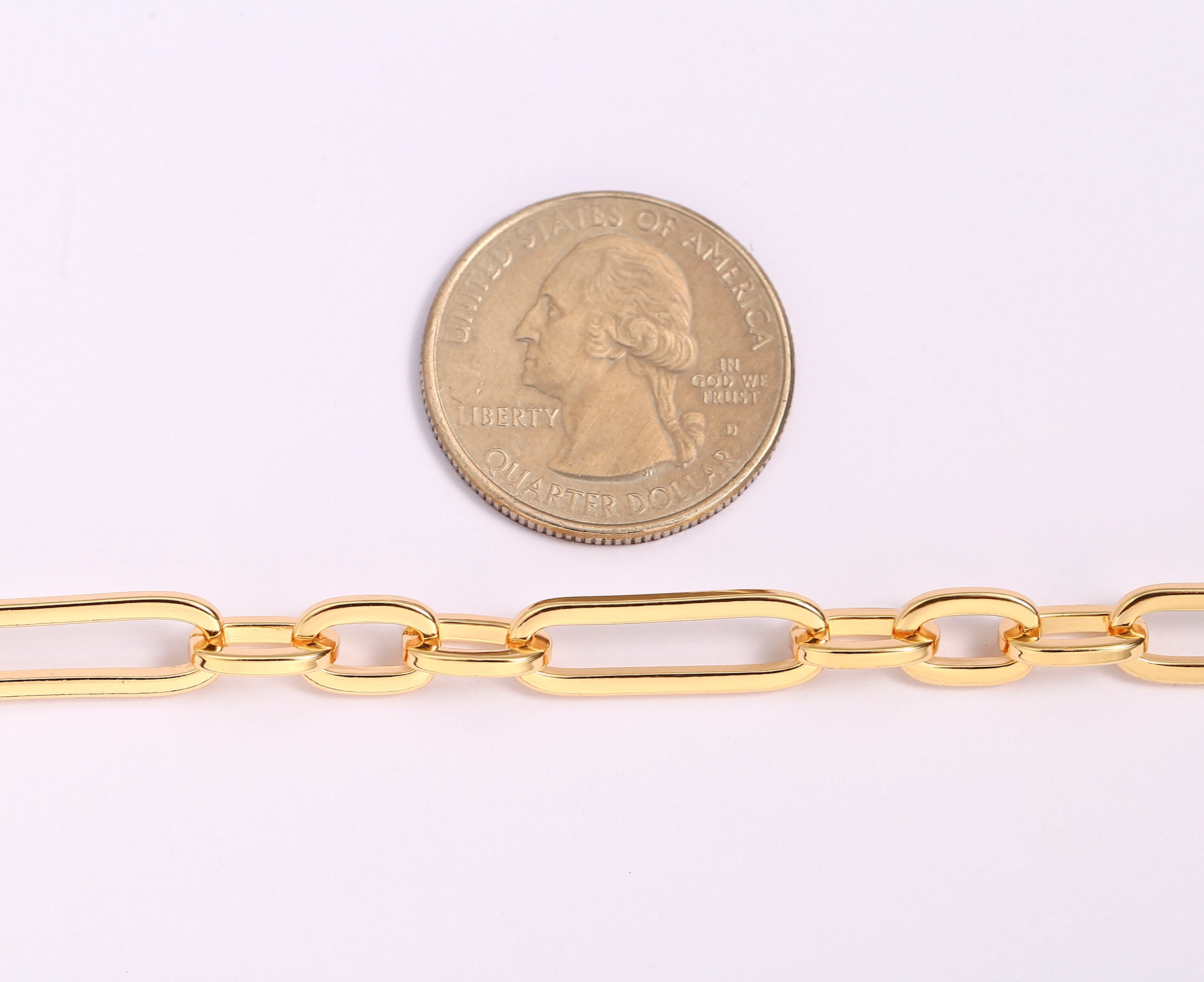 3.2FT1M 18k Shiny Gold Link ChainsDrawn Flat Cable Chain | Etsy