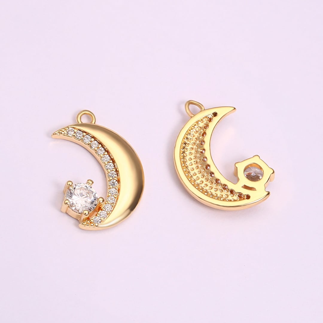 18k Shiny Gold Moon Charm Pendant,3pcs Crescent Moon Charms,half Moon ...