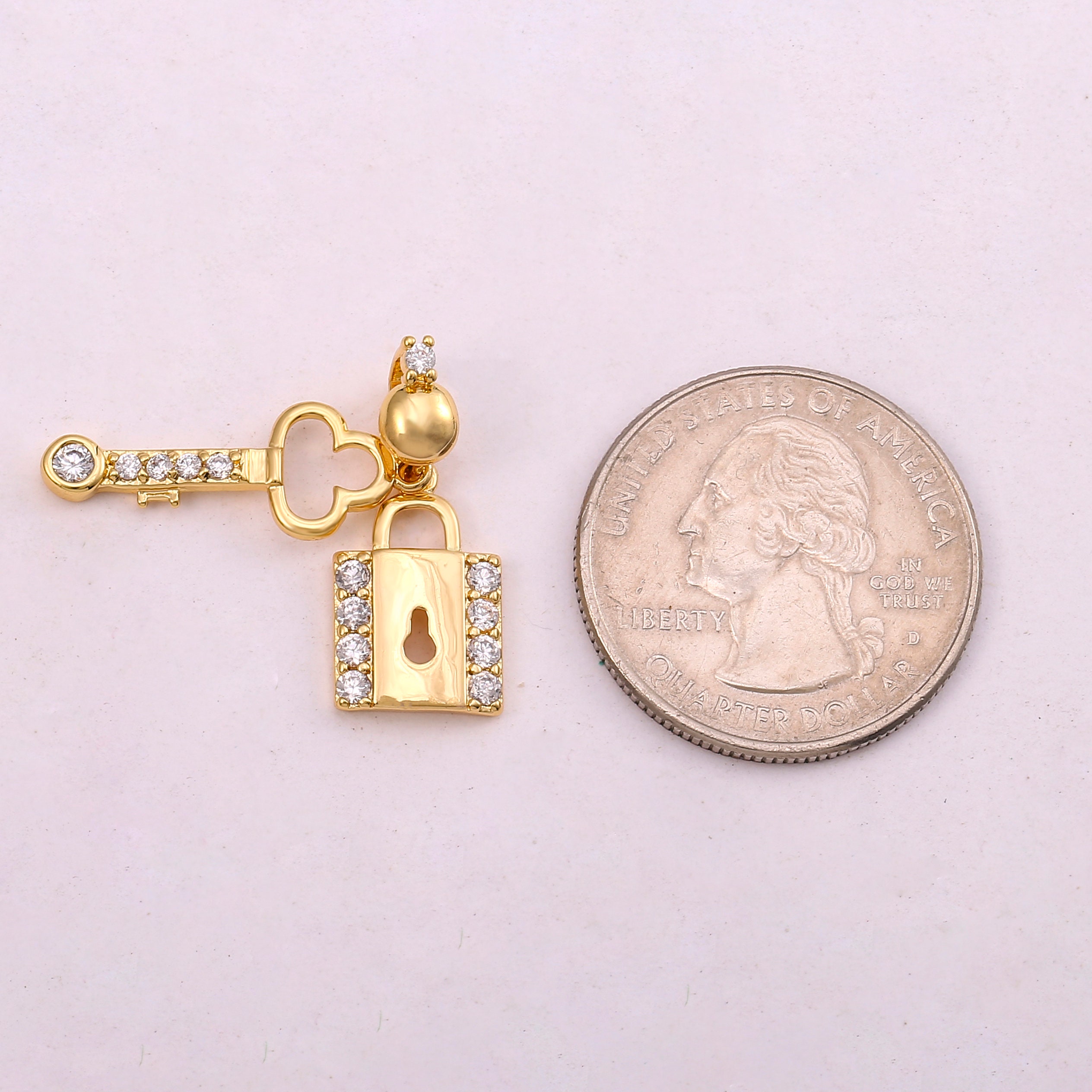 3pcs Dainty Gold Padlock Key Pendantcz Micro Pave Lock - Etsy
