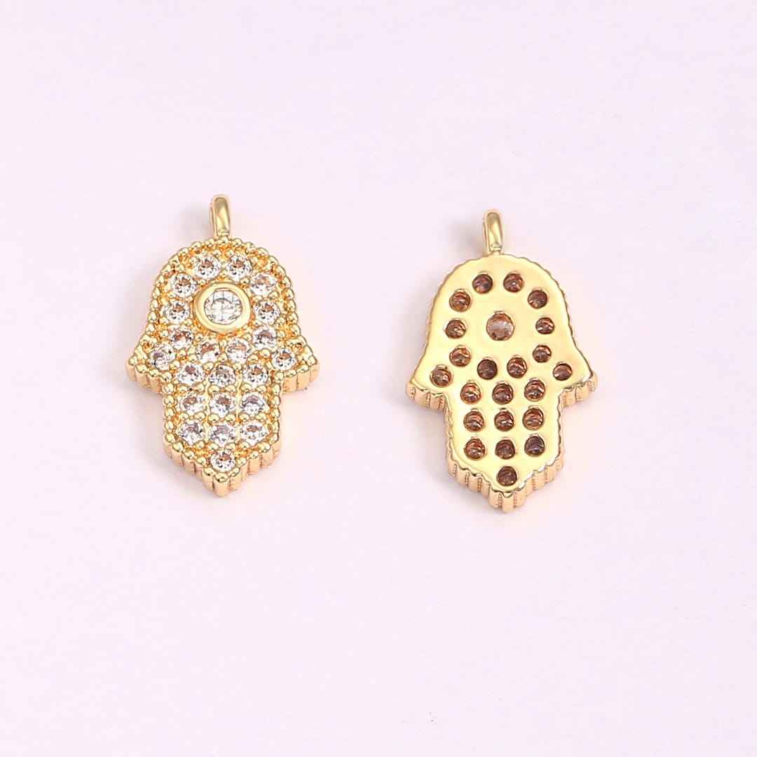 3Stk 18k Vergoldet Hamsa Hand Anhänger, CZ Micro Pave Hamsa Anhänger, Mini Hamsa Hand Charm ...