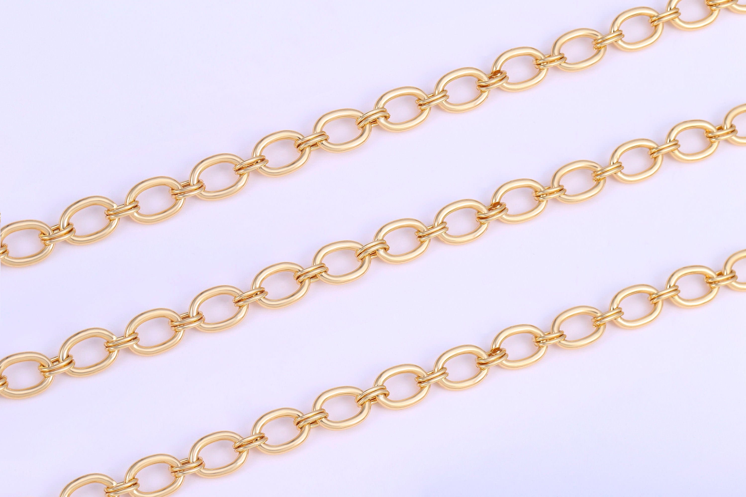 Gold Chunky Oval Chains 14x10mm Link Chain Bulk 18k Gold - Etsy