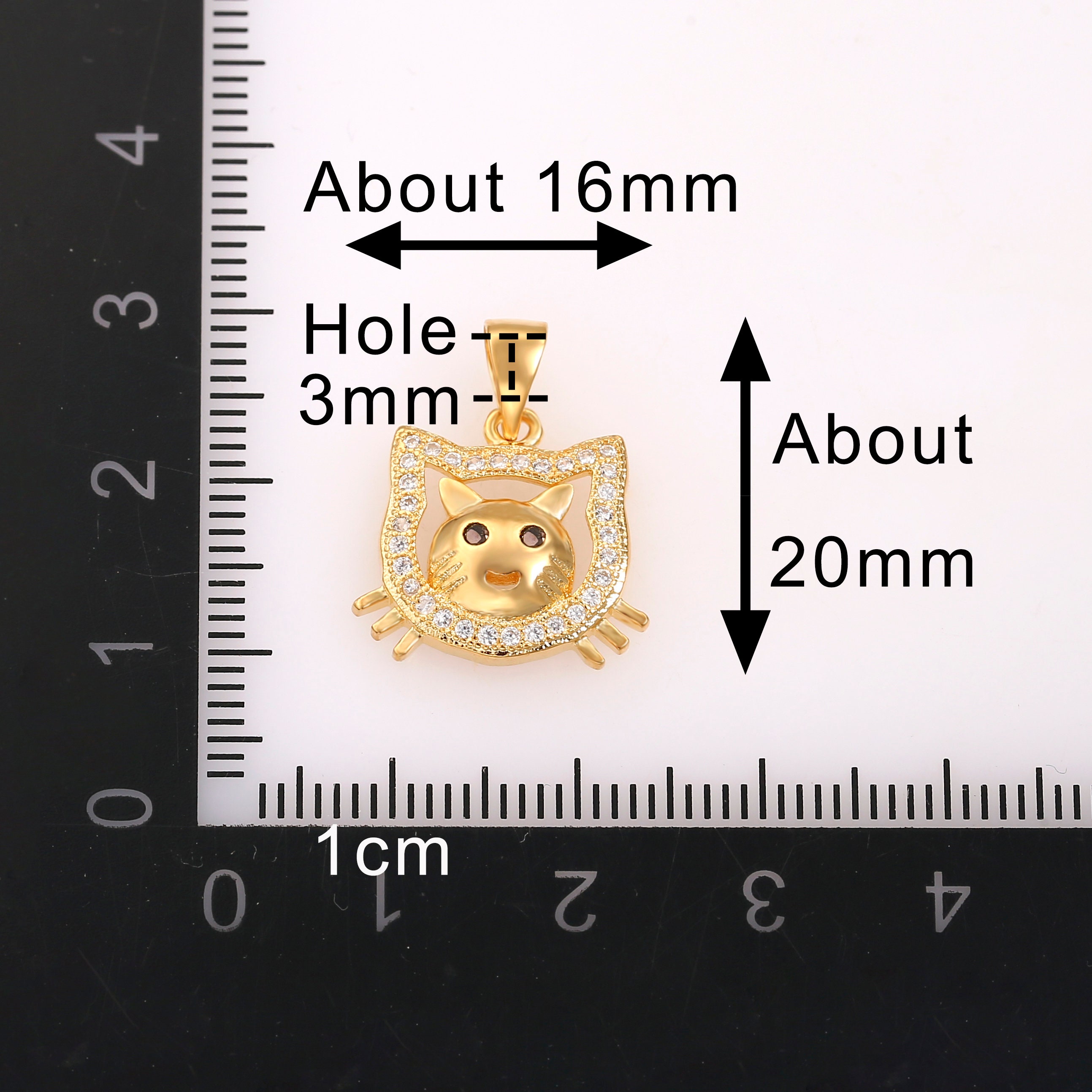 18k Gold Plated Cute Cat Pendant2Pcs 20x16mm Kitty | Etsy