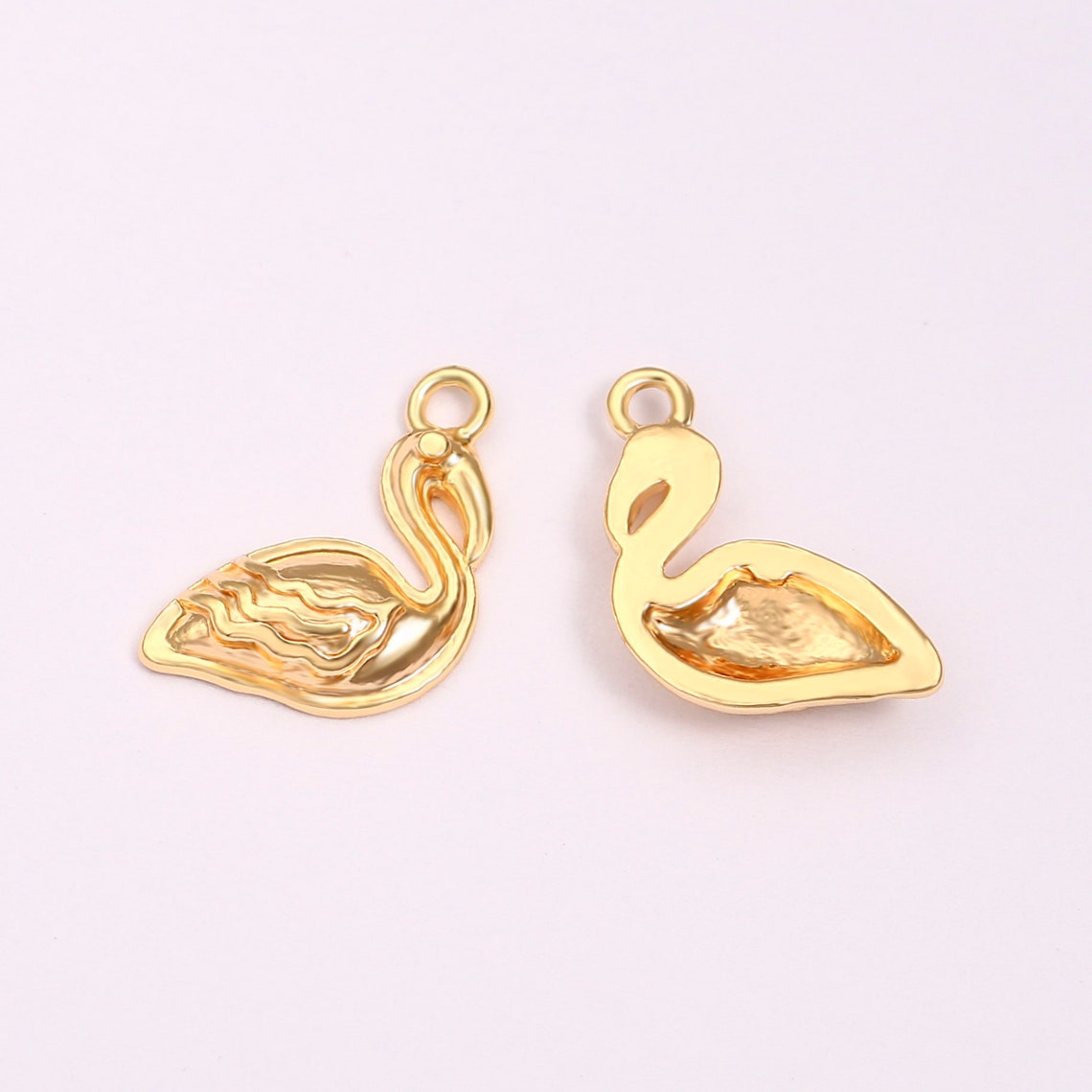 6Pcs 18k Gold Plated Swan Charms Pendant13x11mm Mini Swan | Etsy