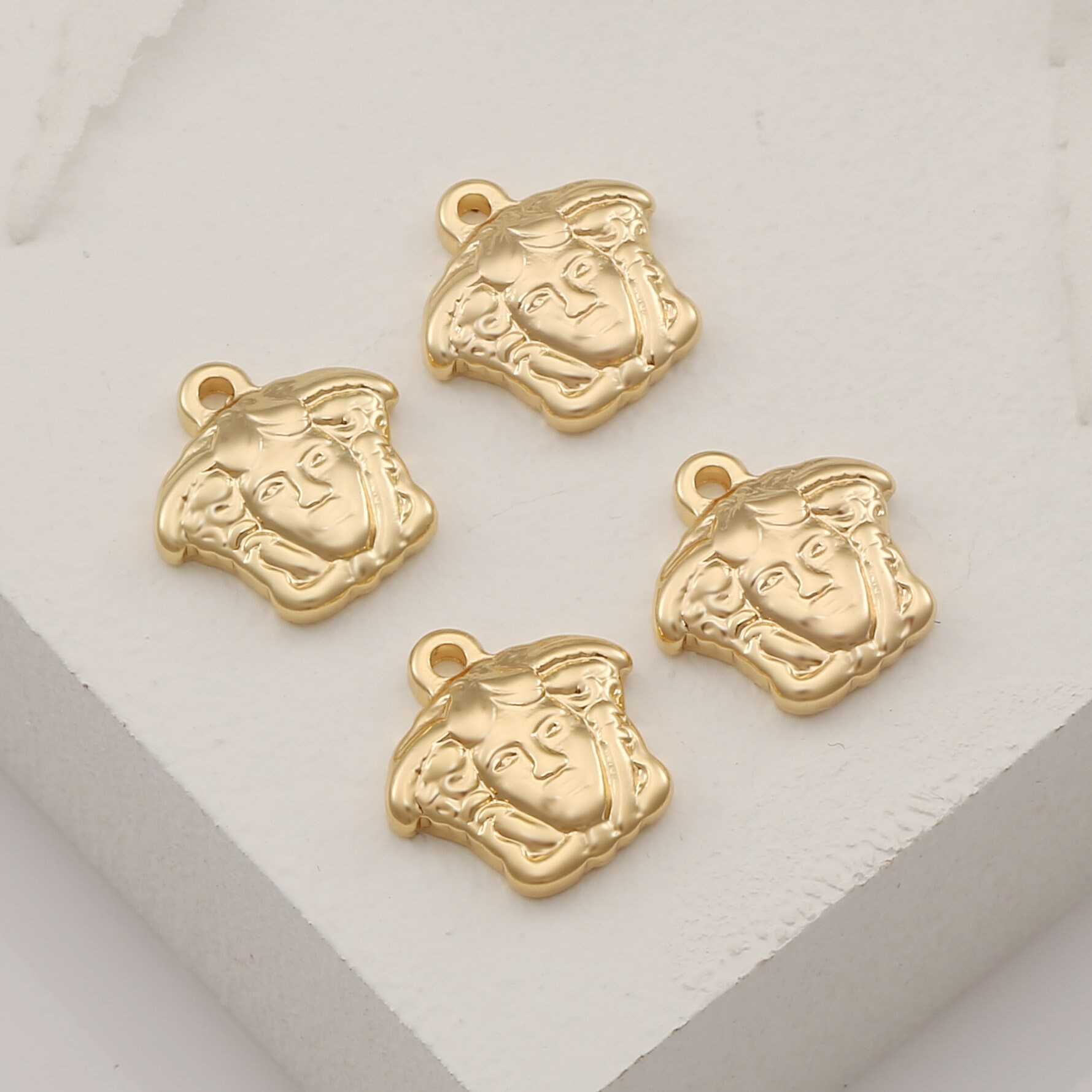 18k Shiny Gold Medusa Pendant Charm12x12mm Gold Medusa Charms | Etsy