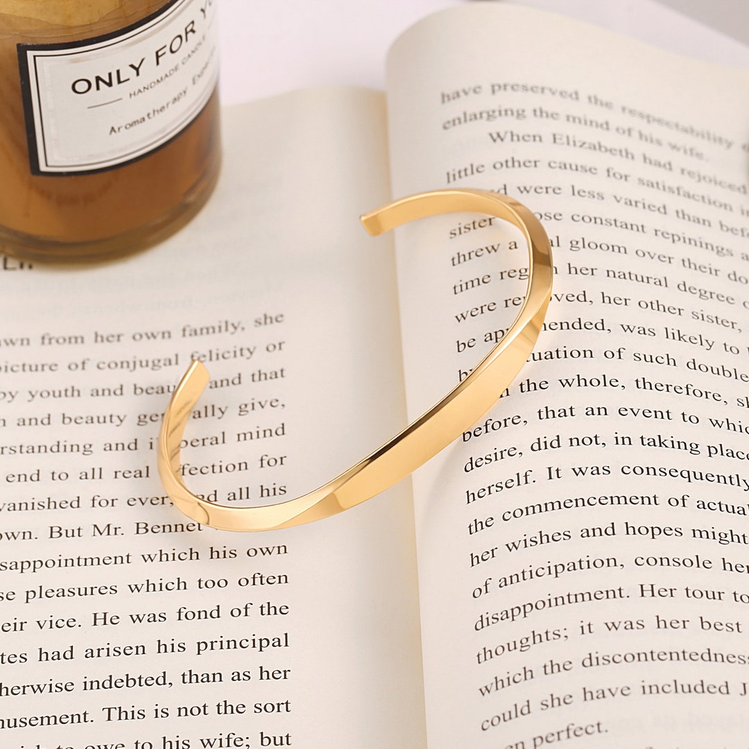 18k Gold Open Bangle Bracelet Polished Plain Flat Cuff - Etsy