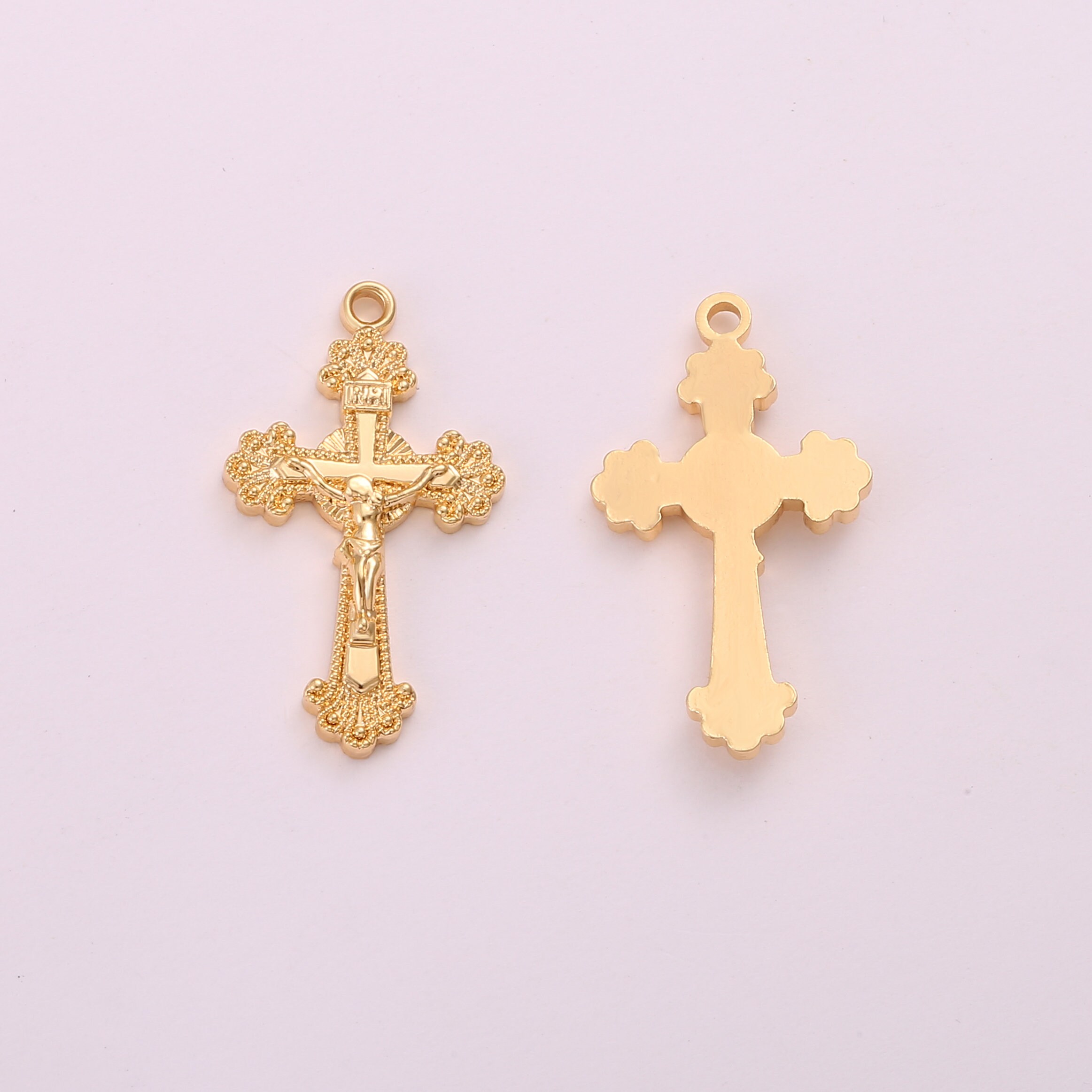 Classic Cross Charm3pcs 18K Shiny Gold Cross | Etsy