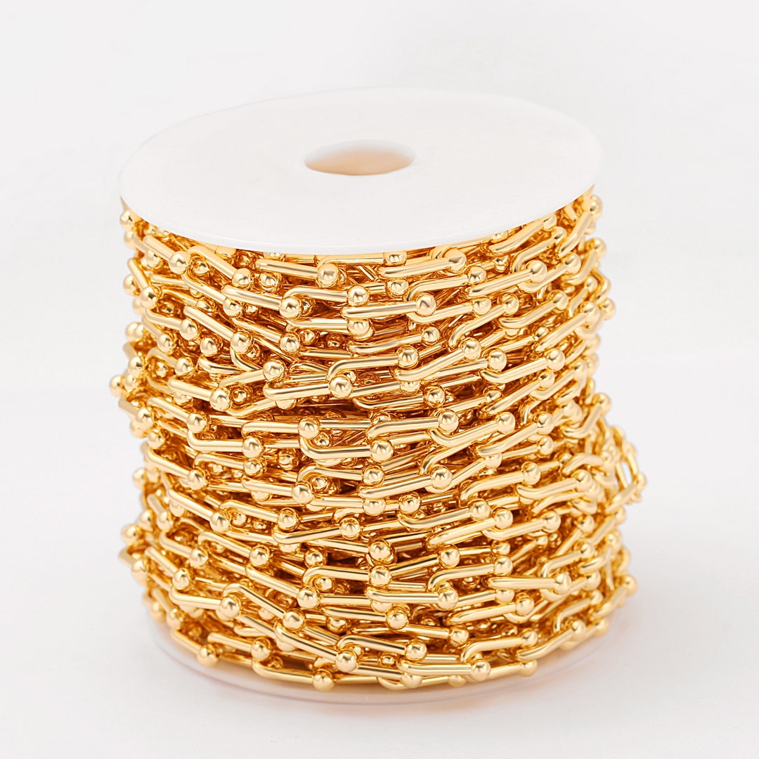 3.2ft 1 Meter 18k Gold Plated Thick Chain Shiny Chain Necklace Chain ...