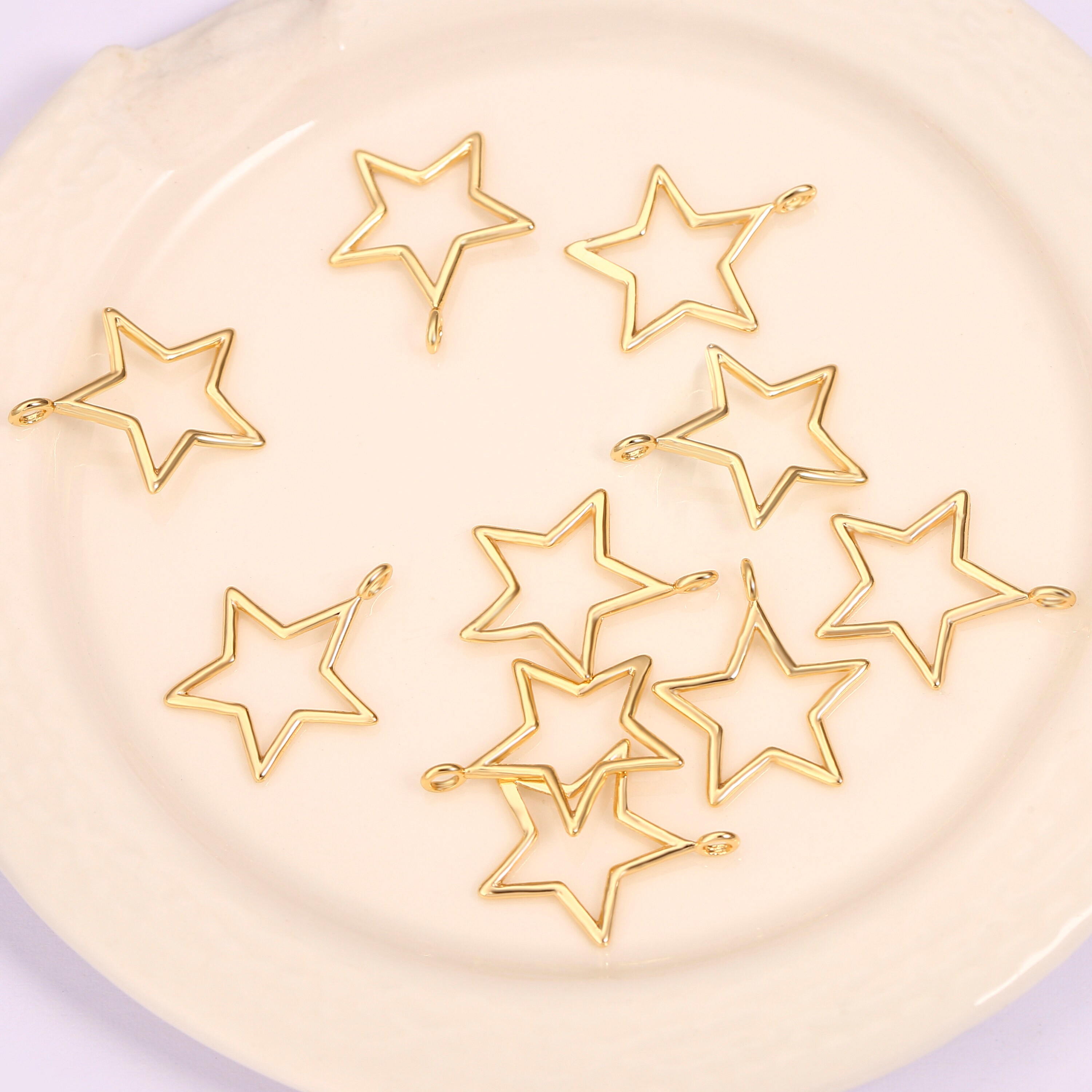 10Pcs 18k Shiny Gold Star Charms17x14mmWire Star | Etsy