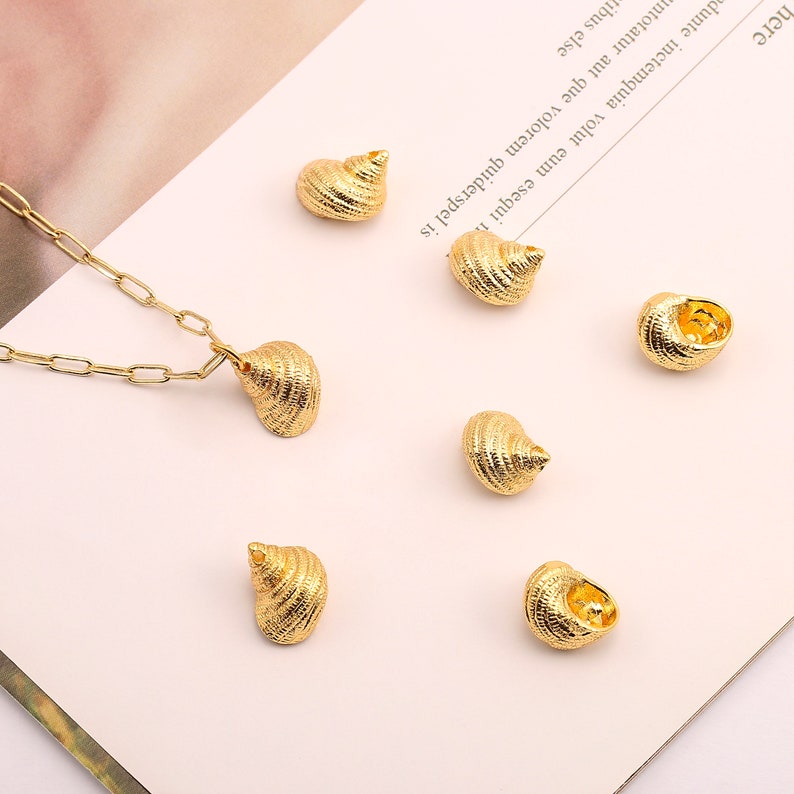 6pcs Dainty Gold Conch Shell Charms Pendant18k Gold Plated - Etsy