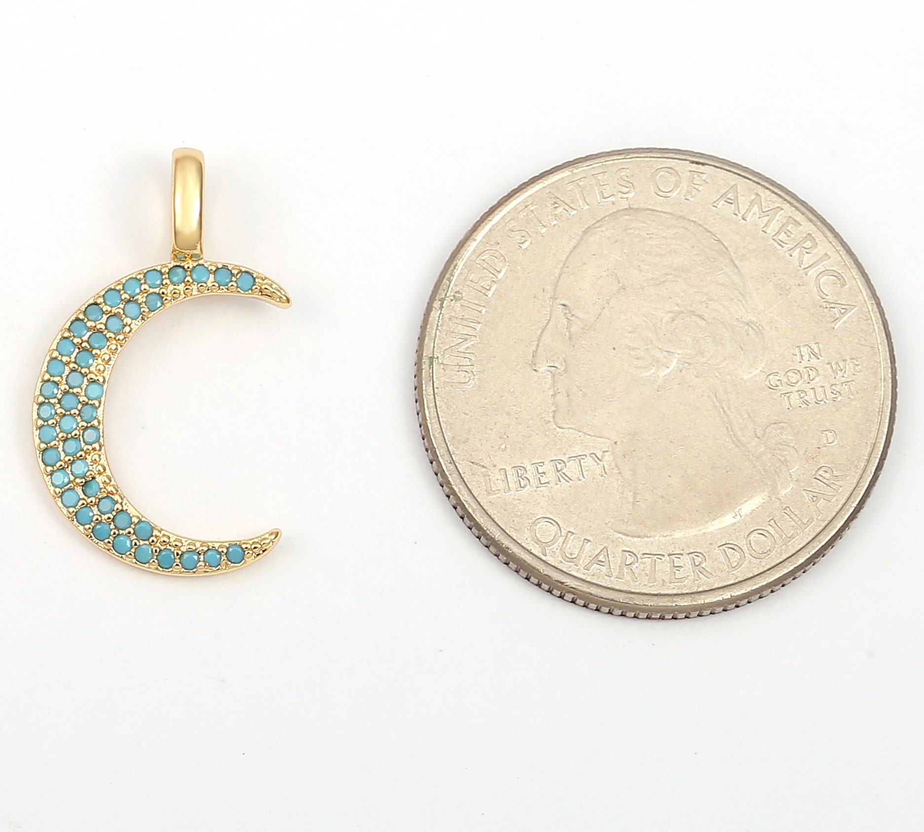 11x22mm 18k Shiny Gold Moon Charmsmicro Pave Moon Charms2pcs | Etsy