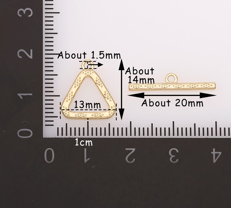 18K Shiny Gold Plated Triangle OT Toggle Clasps 13x14mm Ring X | Etsy