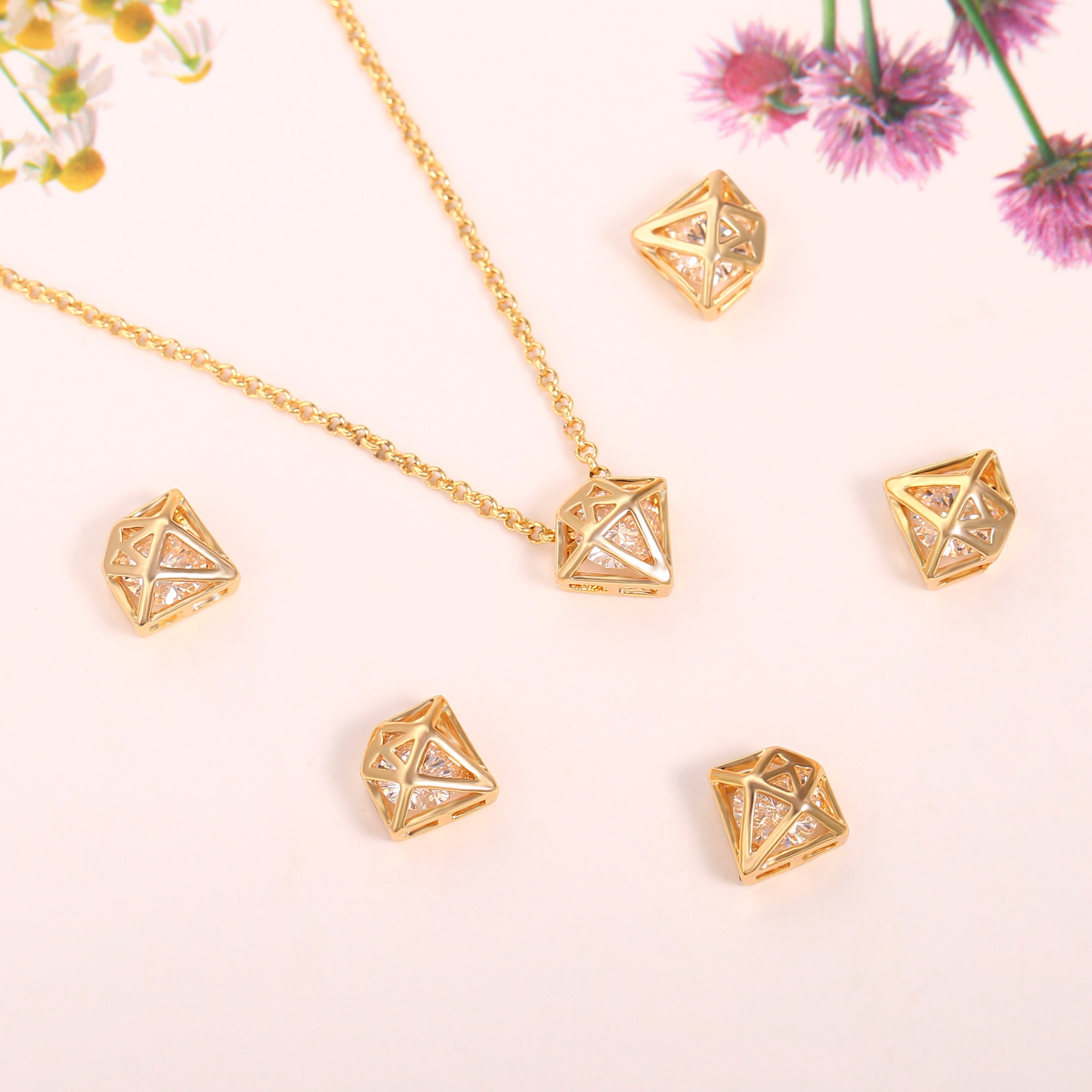 6pcs 18k Gold Plated Diamond Shape Charms Mini Diamond - Etsy UK