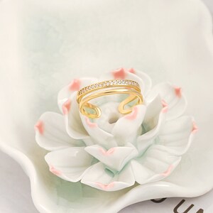 18K Gold CZ Fake Diamond Stackable Rings, Cute Thin Gold Engagement ...