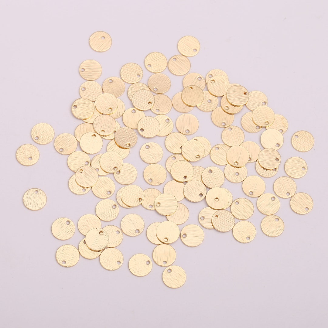 20pcs 8mm 18k Shiny Gold Coin Charms,textured Disc Pendant,stamping ...