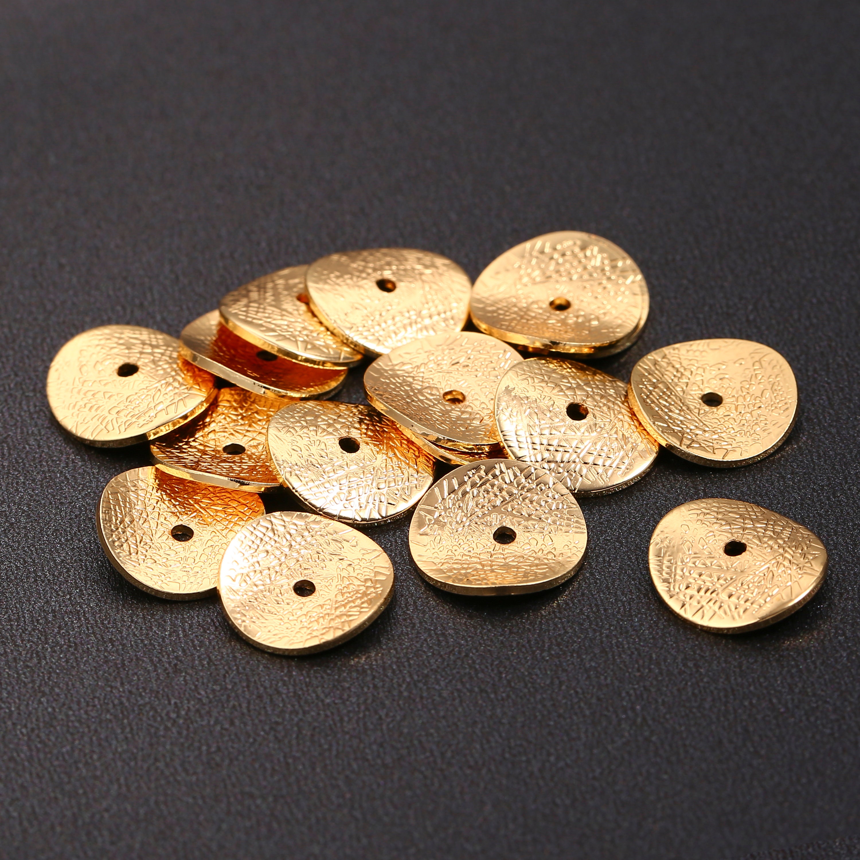 18Pcs 18k Gold Plated Wavy Spacer Beads Gold Brushed Flat | Etsy