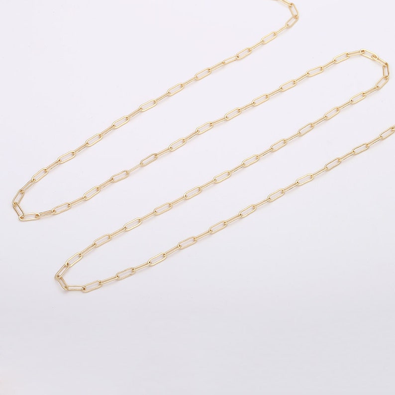 18K Shiny Gold Plated Link Chain 3.2 FT 3.2x9.2mm Flat Drawn | Etsy