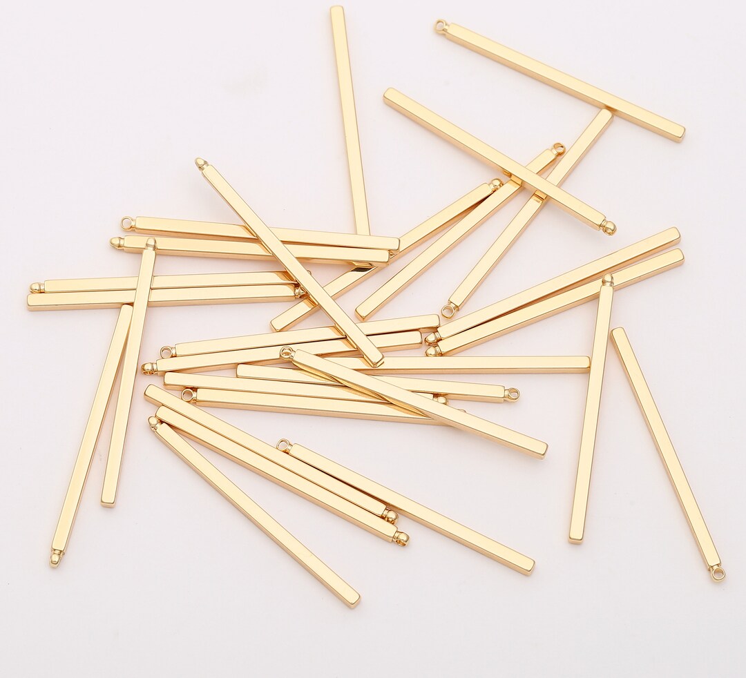 18K Gold Plated Vertical Bar Necklace Pendant Personalized 3D - Etsy