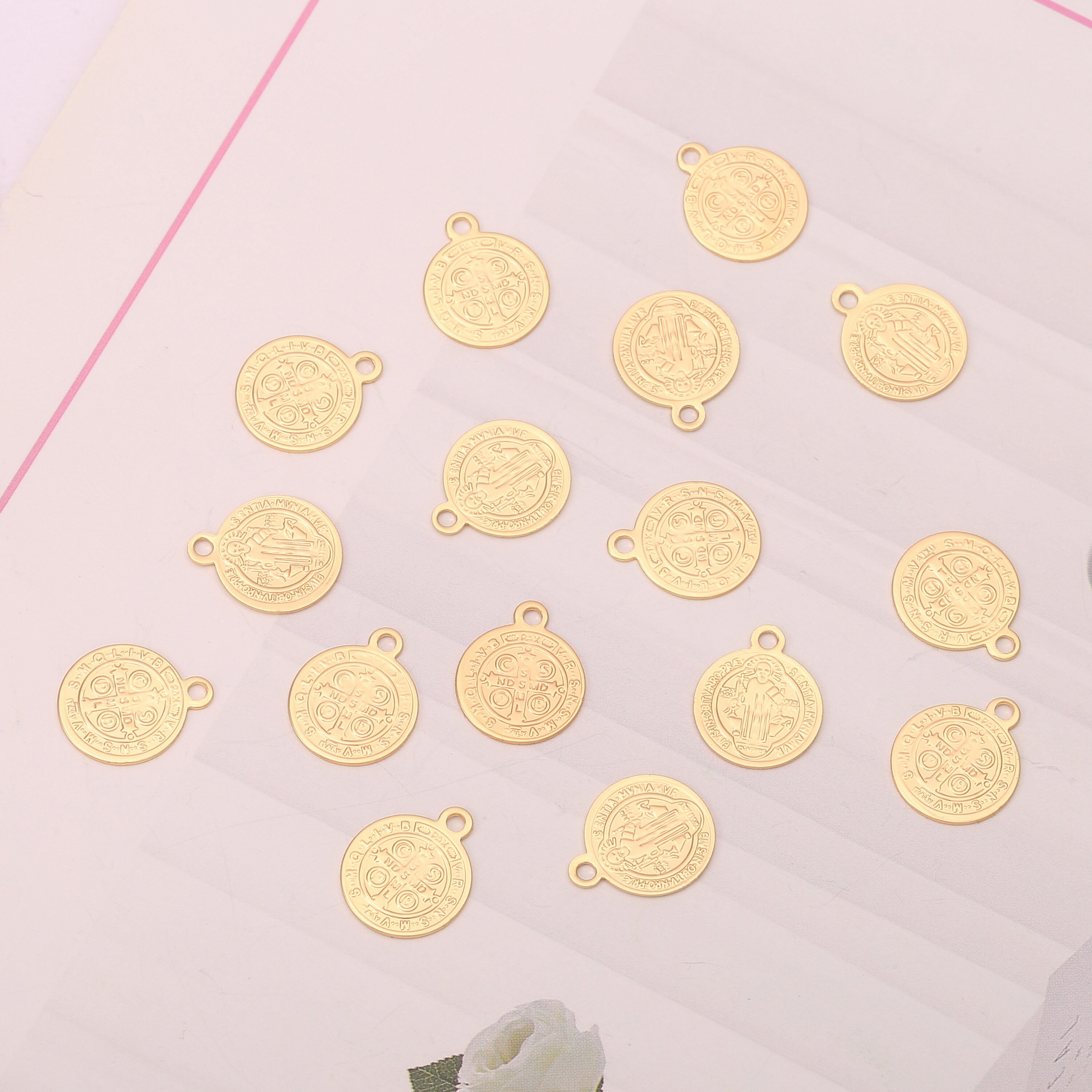 20pcs Small Rustic Cross Coin Charm 18k Gold Plated San - Etsy