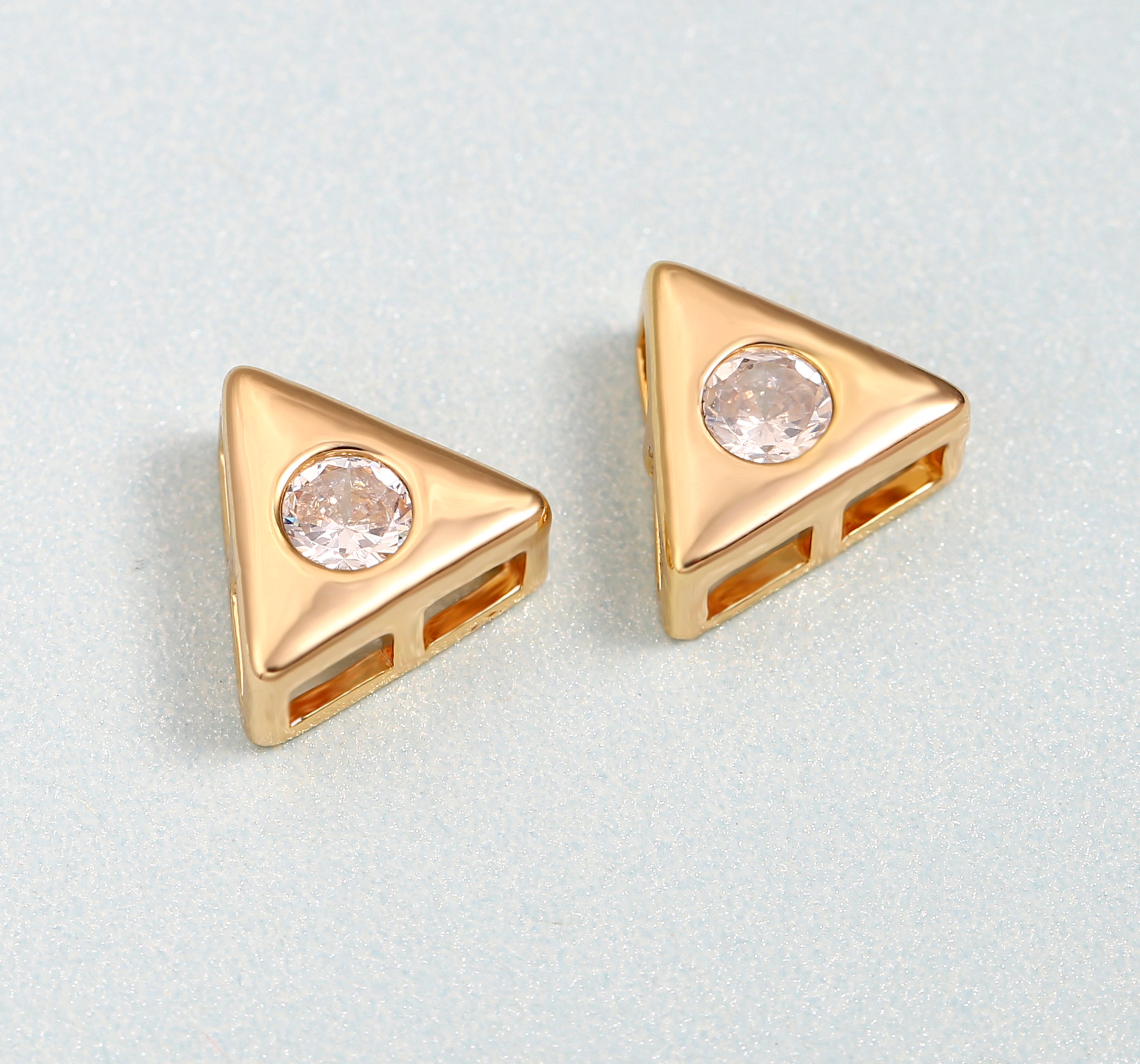 4Pcs 18k Shiny Gold Triangle Charms Pendant8x4mm CZ | Etsy