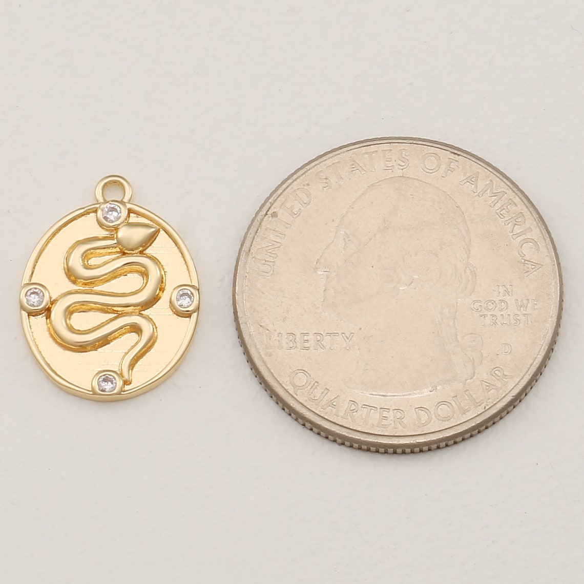 Dainty 18k Shiny Gold Snake Medallion Charm Pendant4Pcs CZ | Etsy