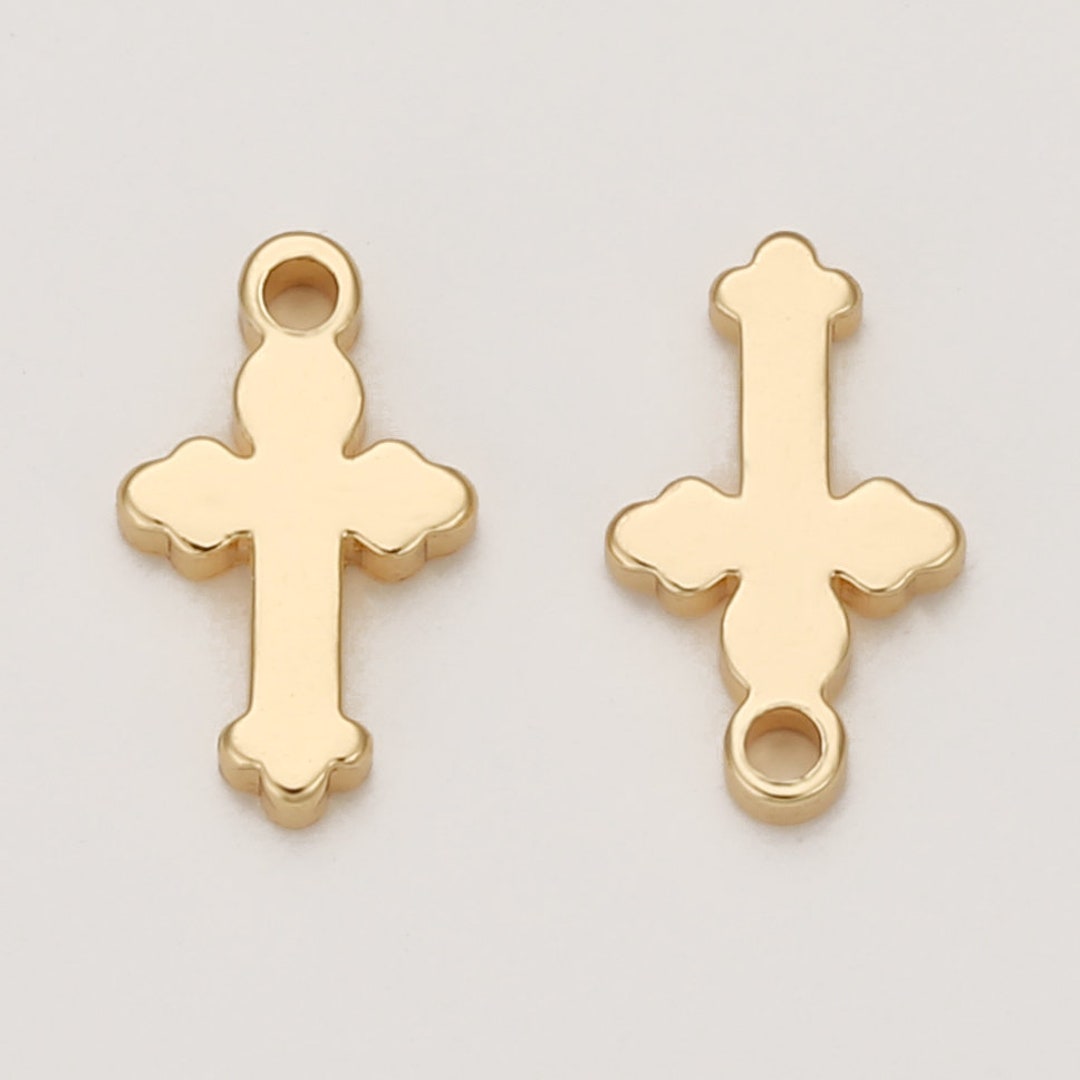 15pcs 18k Shiny Gold Cross Charms, 7x12mm Cross Charm Pendant,polished ...