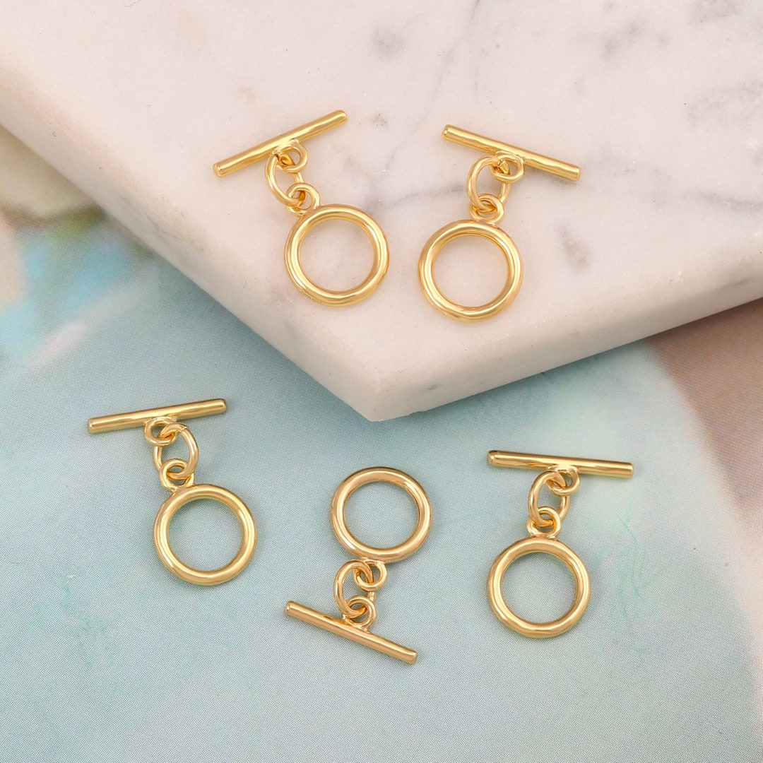 6pcs 12x9mm Mini Toggle Clasps,18k Shiny Gold Toggle Clasp,12mm T Bar ...