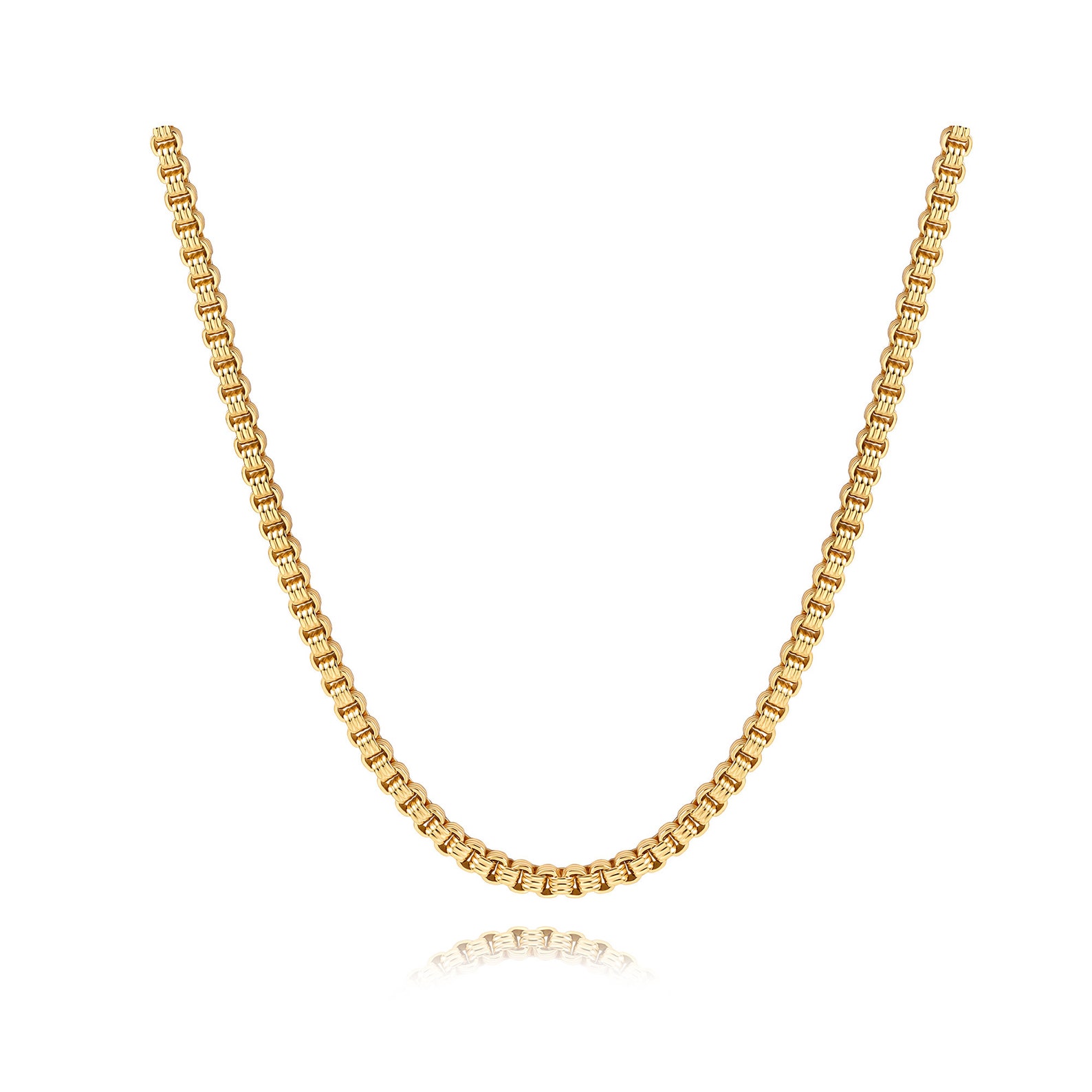 18k Gold Box Chain Necklace Texture Box Chain Necklace2mm | Etsy