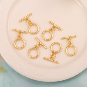 6pcs 12x9mm Mini Toggle Clasps,18k Shiny Gold Toggle Clasp,12mm T Bar ...