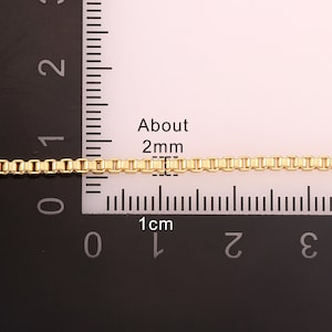 18k Gold Plated Box Chains, 2mm Box Chain, 3.3FT Dianty Box Chain Bulk ...