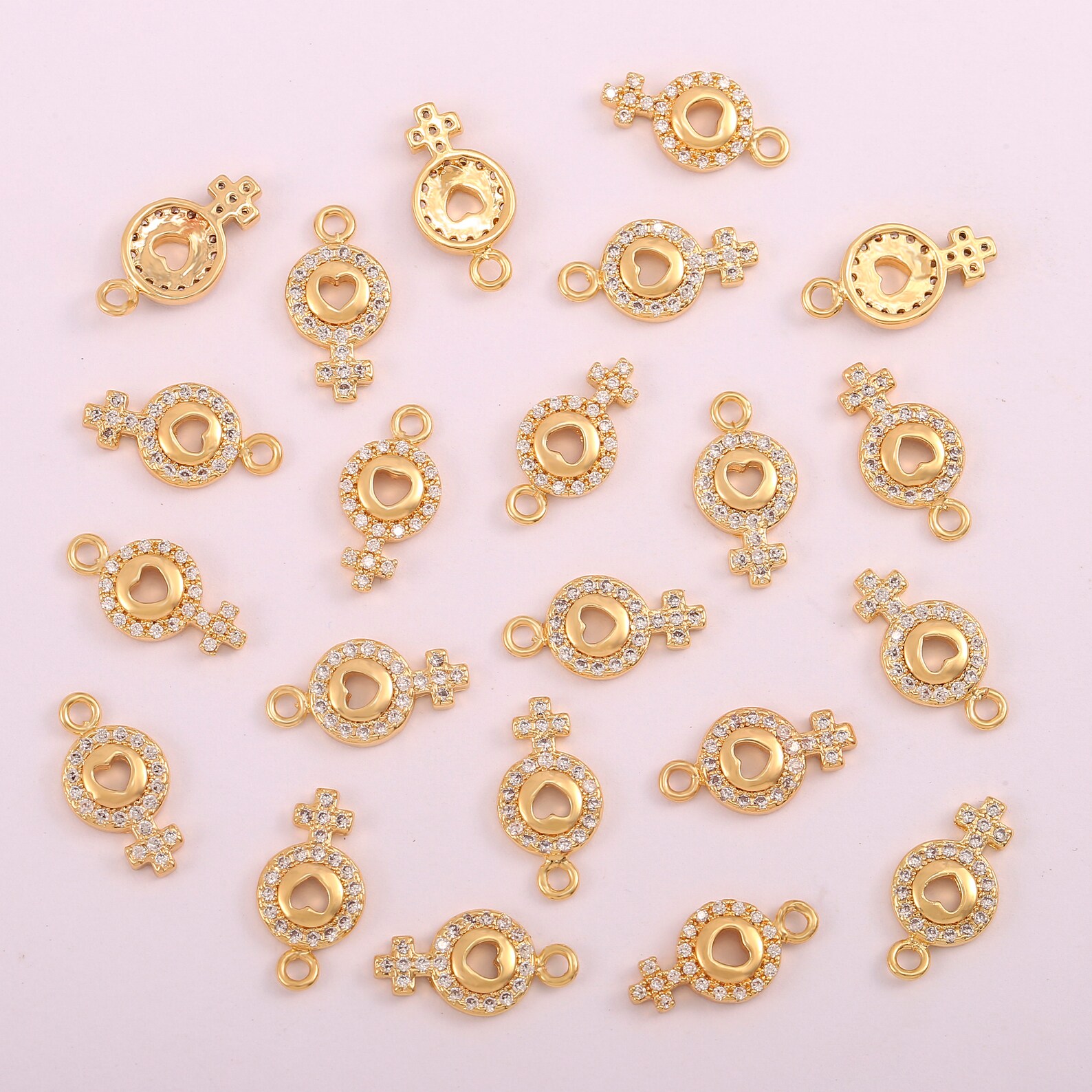 18k Gold Plated Gender Symbol Charms4pcs Gold Female Symbol - Etsy
