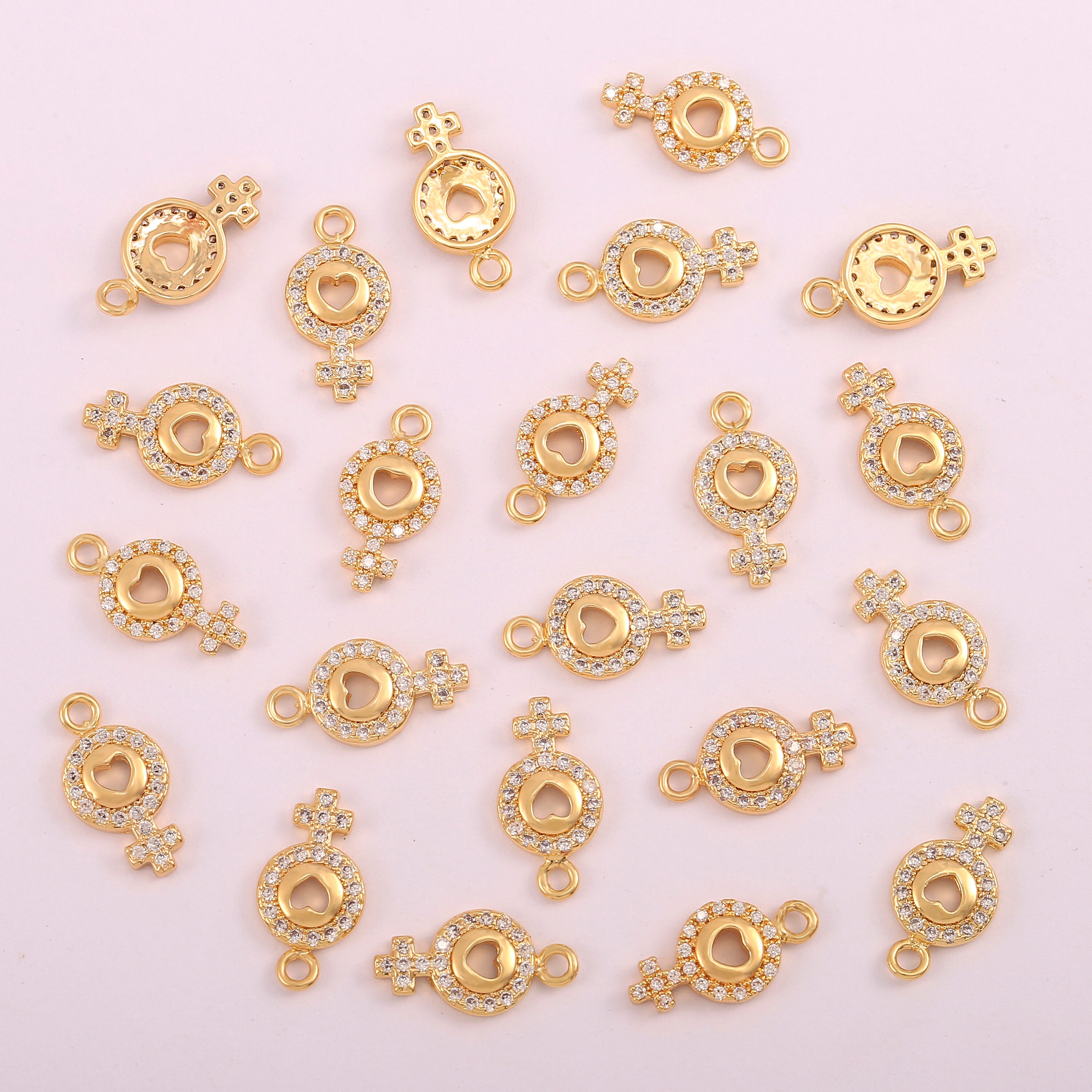 18k Gold Plated Gender Symbol Charms4pcs Gold Female Symbol - Etsy