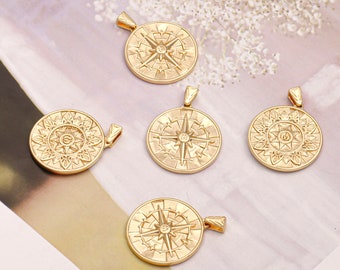 Gold Compass Charm - Etsy