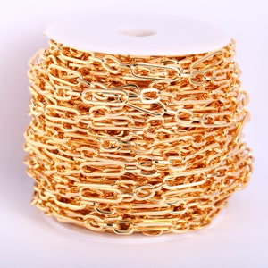 3.2FT1M 18k Shiny Gold Link Chains,drawn Flat Cable Chain Bulk,paper ...