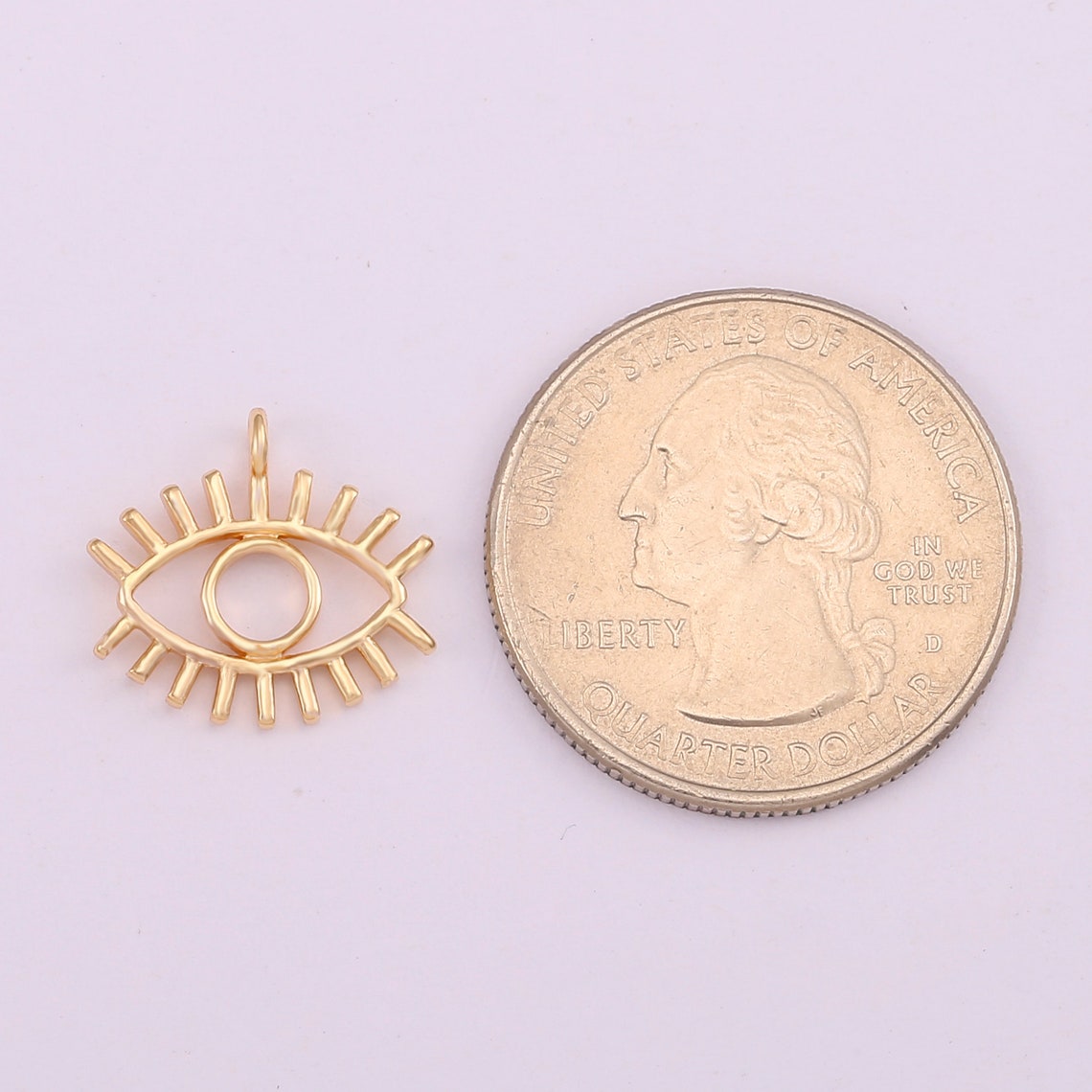 16x14mm 18k Gold Plated Eye Charms 6pcs Dainty Evil Eye | Etsy