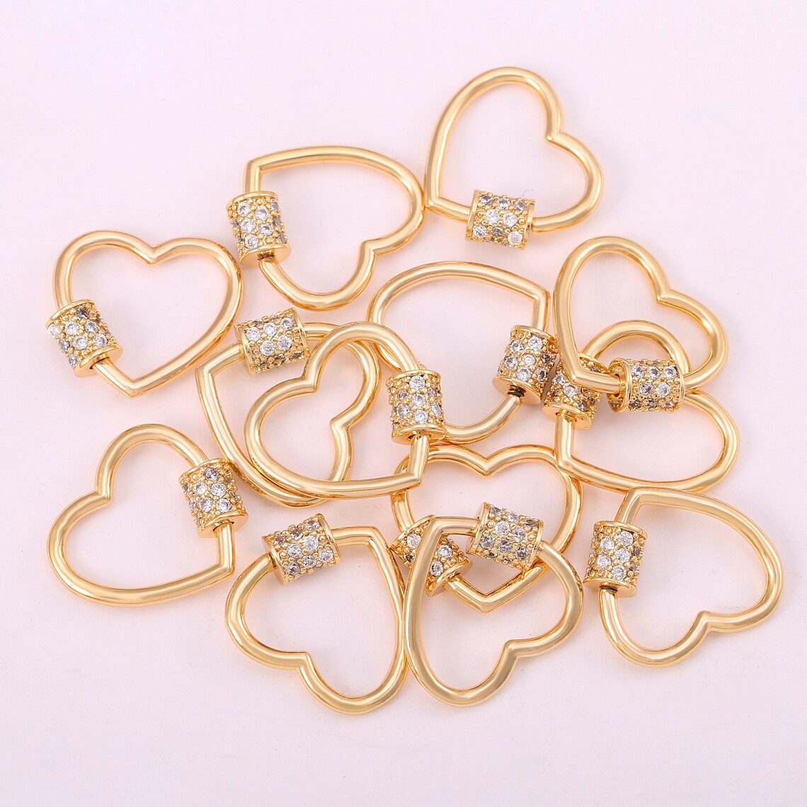 2pcs 18k Shiny Gold Heart Screw Claspcz Micro Pave Screw - Etsy