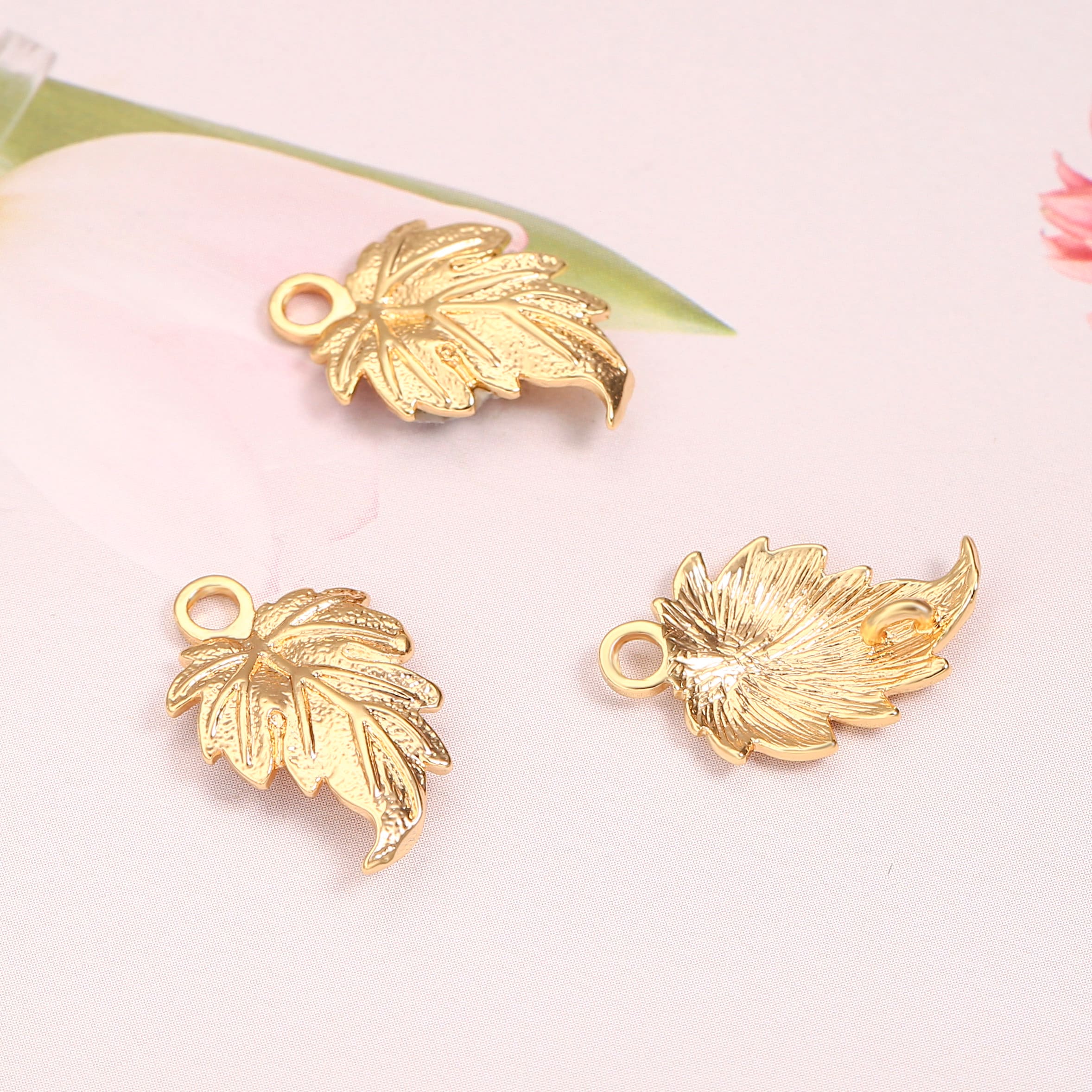 19x12mm 18k Gold Plated Leaf Charms 8Pcs Gold Maple Leaf | Etsy