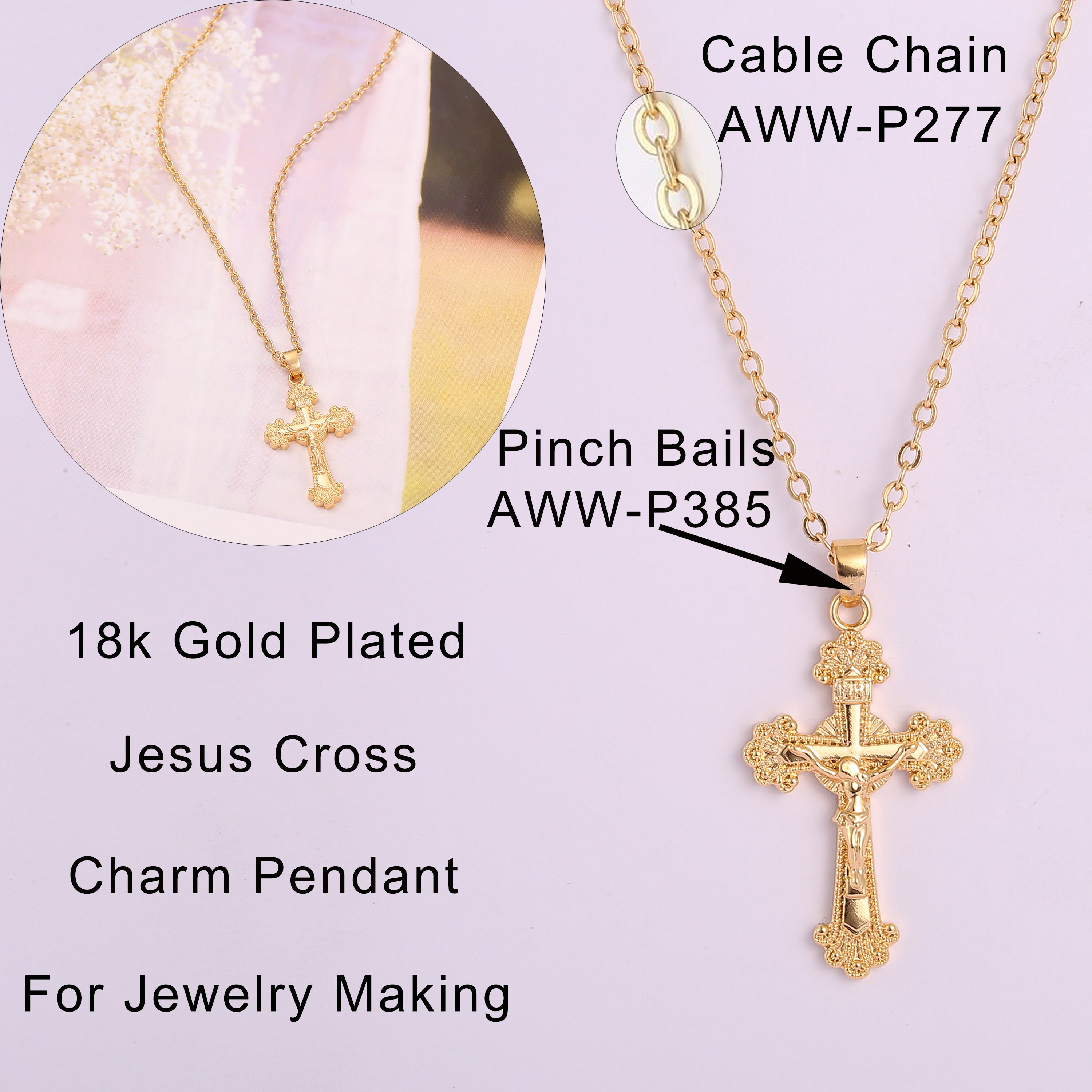 Classic Cross Charm3pcs 18K Shiny Gold Cross | Etsy