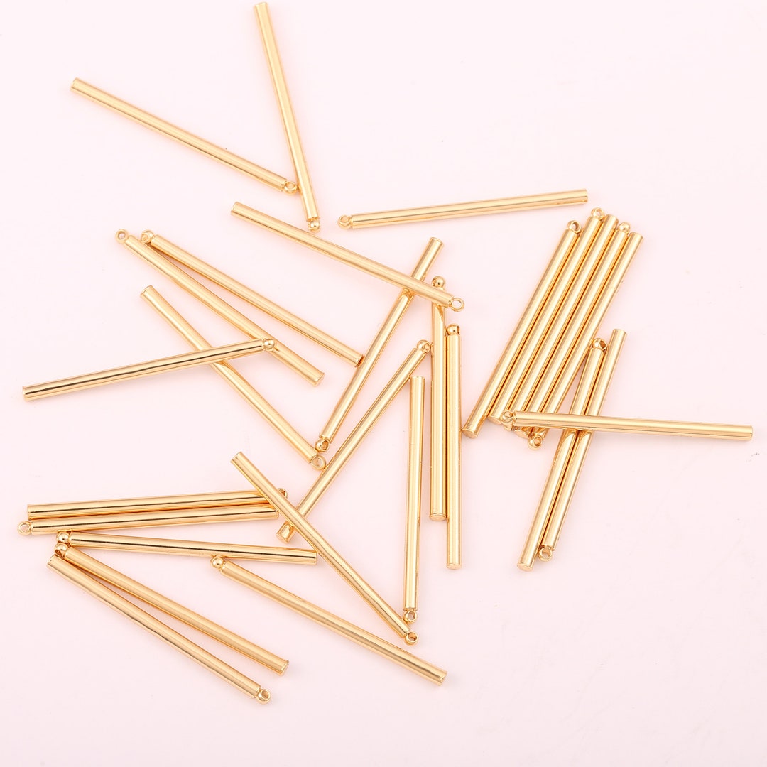 10pcs Dainty 18K Shiny Gold Round Bar Charm - Etsy