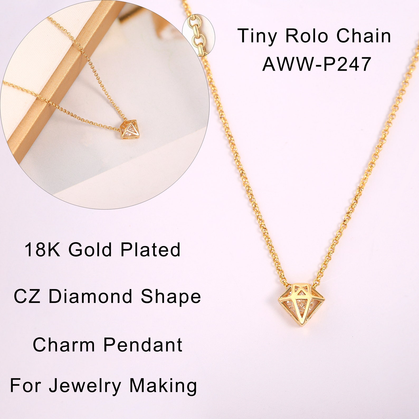 6pcs 18k Gold Plated Diamond Shape Charms Mini Diamond - Etsy UK