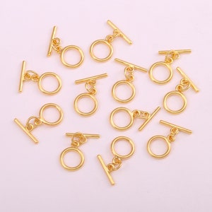 6pcs 12x9mm Mini Toggle Clasps,18k Shiny Gold Toggle Clasp,12mm T Bar ...