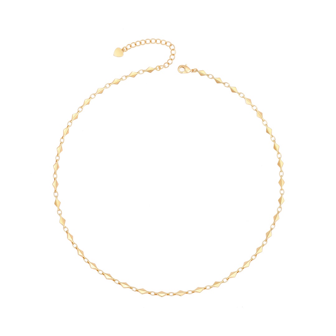 Dianty Gold Link Chain Necklace,rhombus Chain Necklace,18k Gold Plated ...