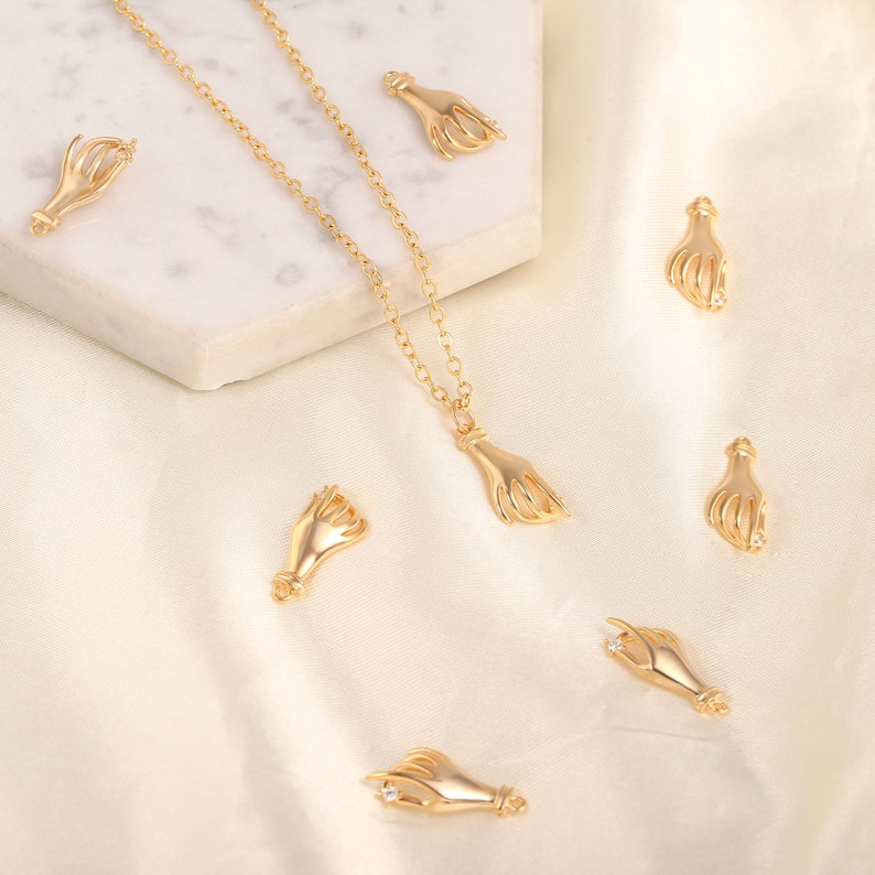 6pcs 18k Shiny Gold Hand Charmpolished Hand Gesture | Etsy