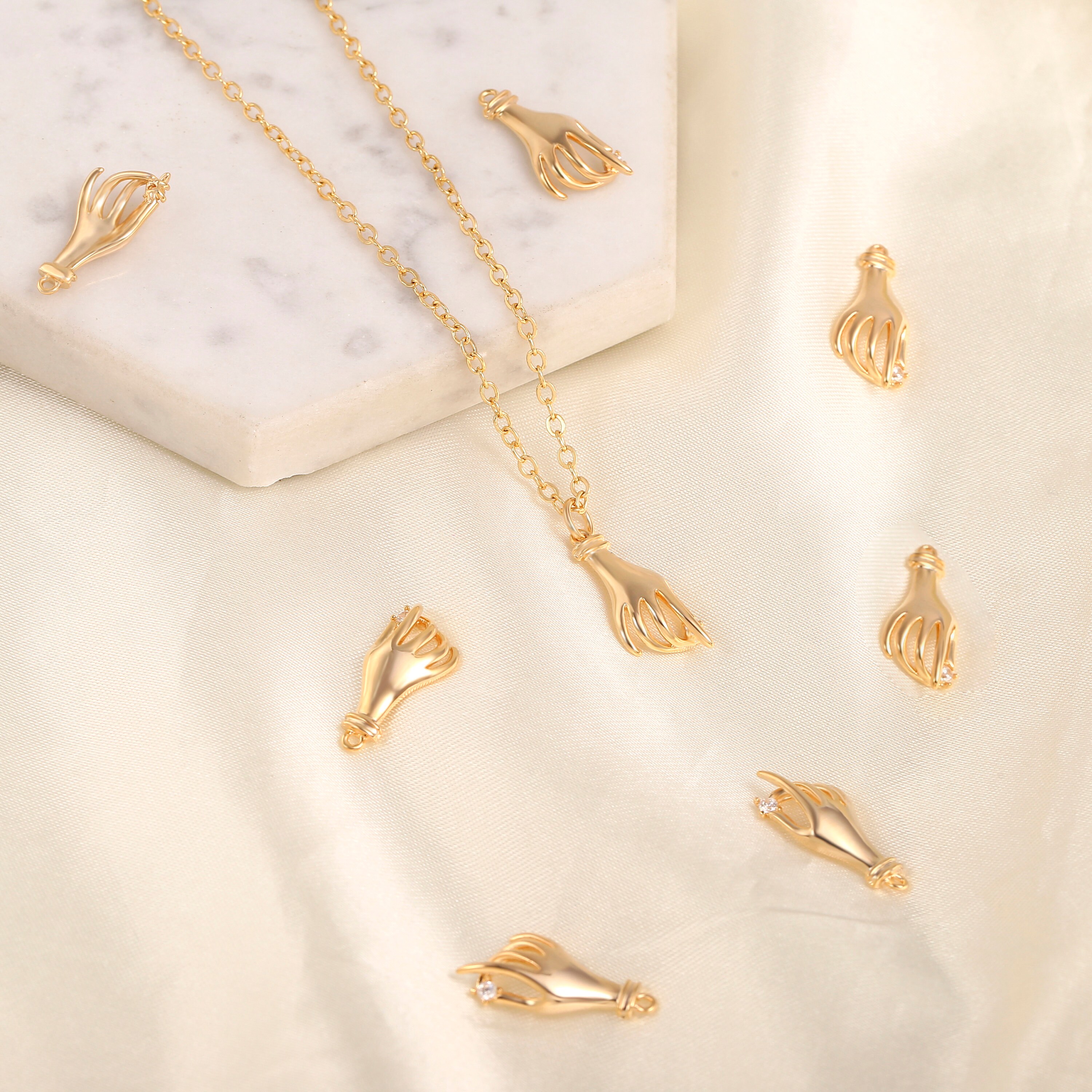 6pcs 18k Shiny Gold Hand Charmpolished Hand Gesture - Etsy