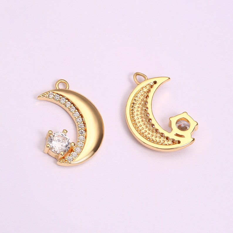 18k Shiny Gold Moon Charm Pendant3pcs Crescent Moon - Etsy